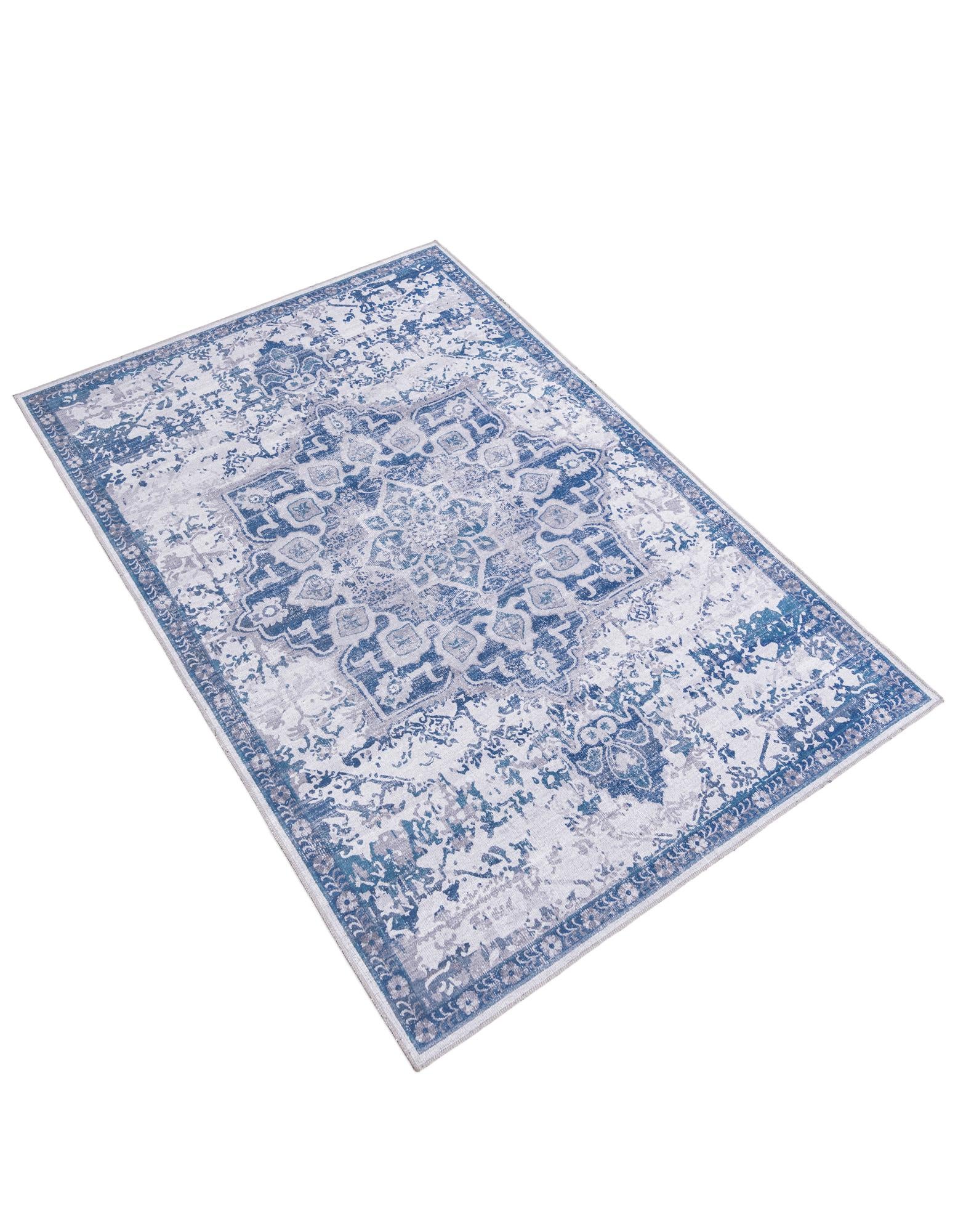 Gray Blue 5' 3 x 8' Washable Francesca Rug | Rugs.com