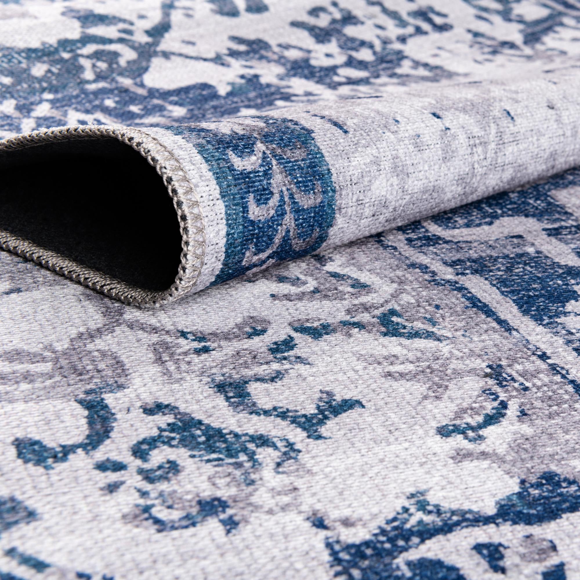 Gray Blue 6' x 9' Washable Francesca Rug | Rugs.com