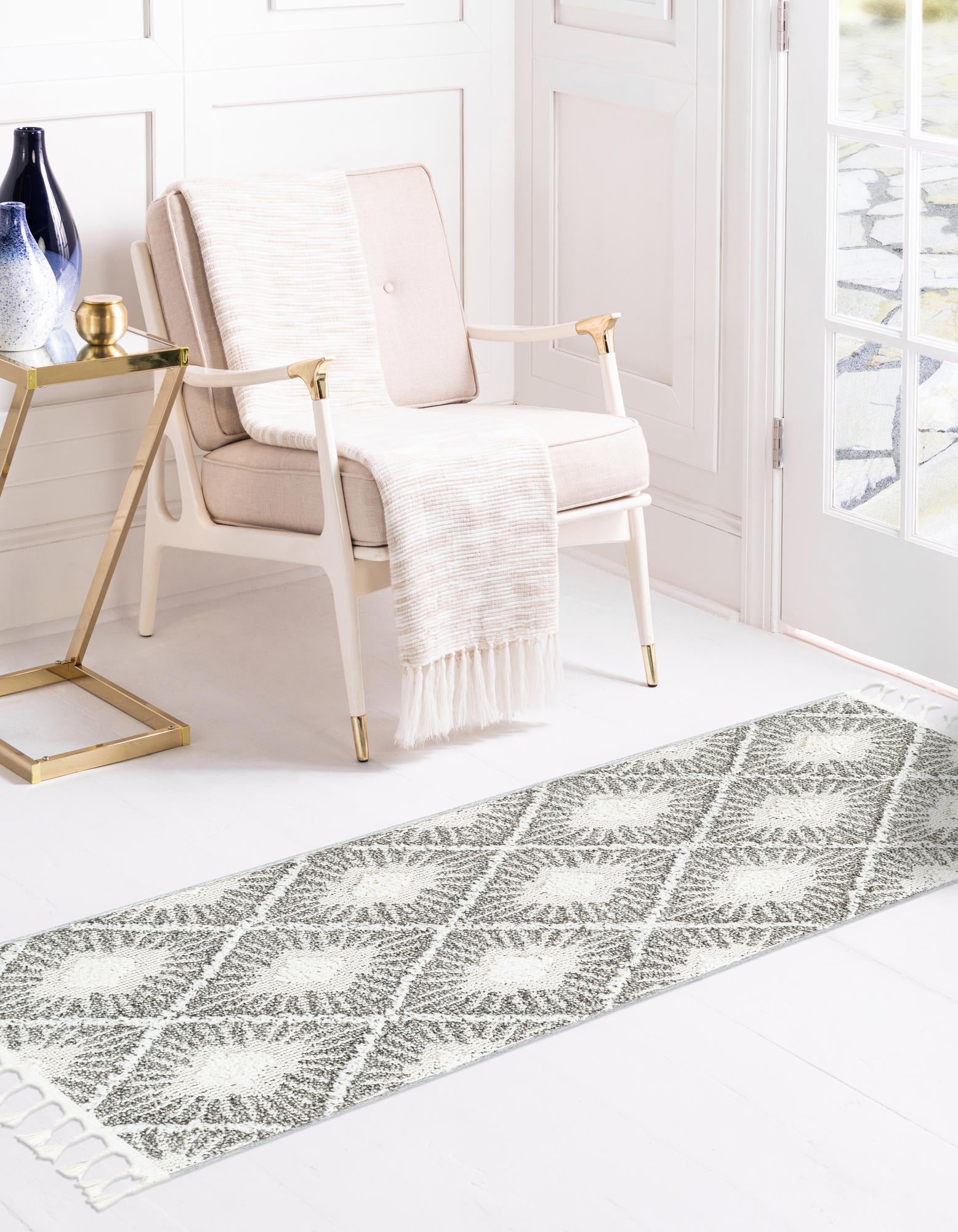 Gray Ivory 2' x 6' Boho Runner Rug | Rugs.com