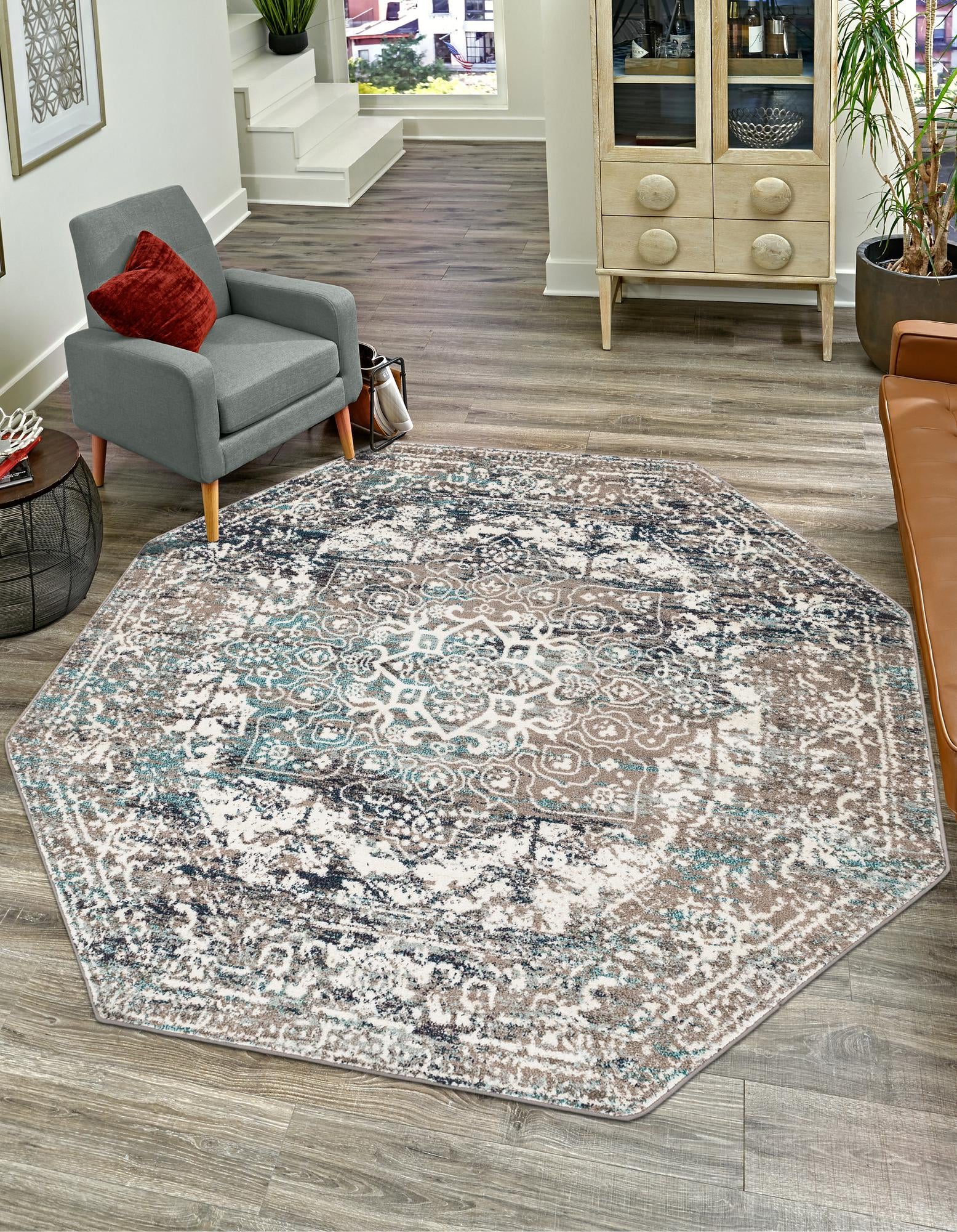 Gray 7' 10 x 7' 10 Arlington Octagon Rug | Rugs.com