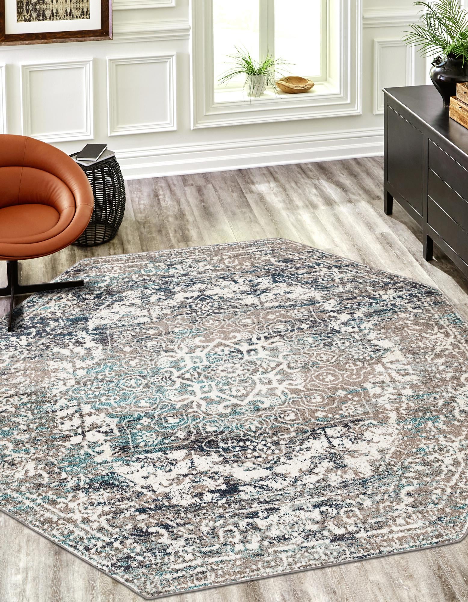 Gray 5' x 5' Arlington Octagon Rug | Rugs.com