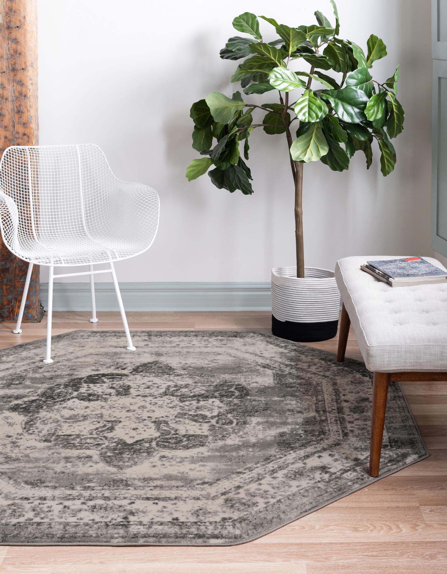 Gray 6' x 6' Monte Carlo Octagon Rug | Rugs.com