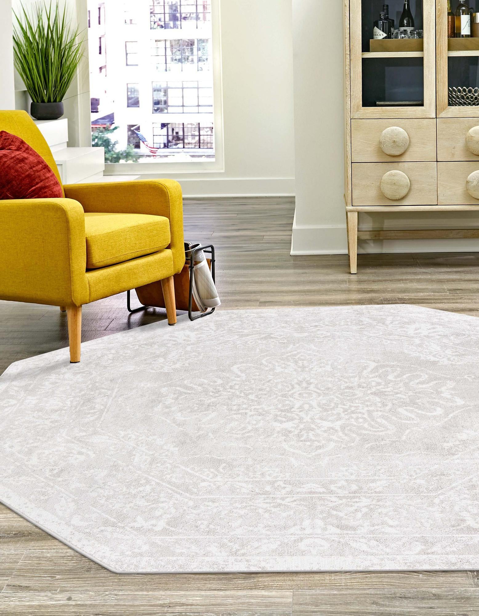 Gray 7' x 7' Oxford Octagon Rug | Rugs.com