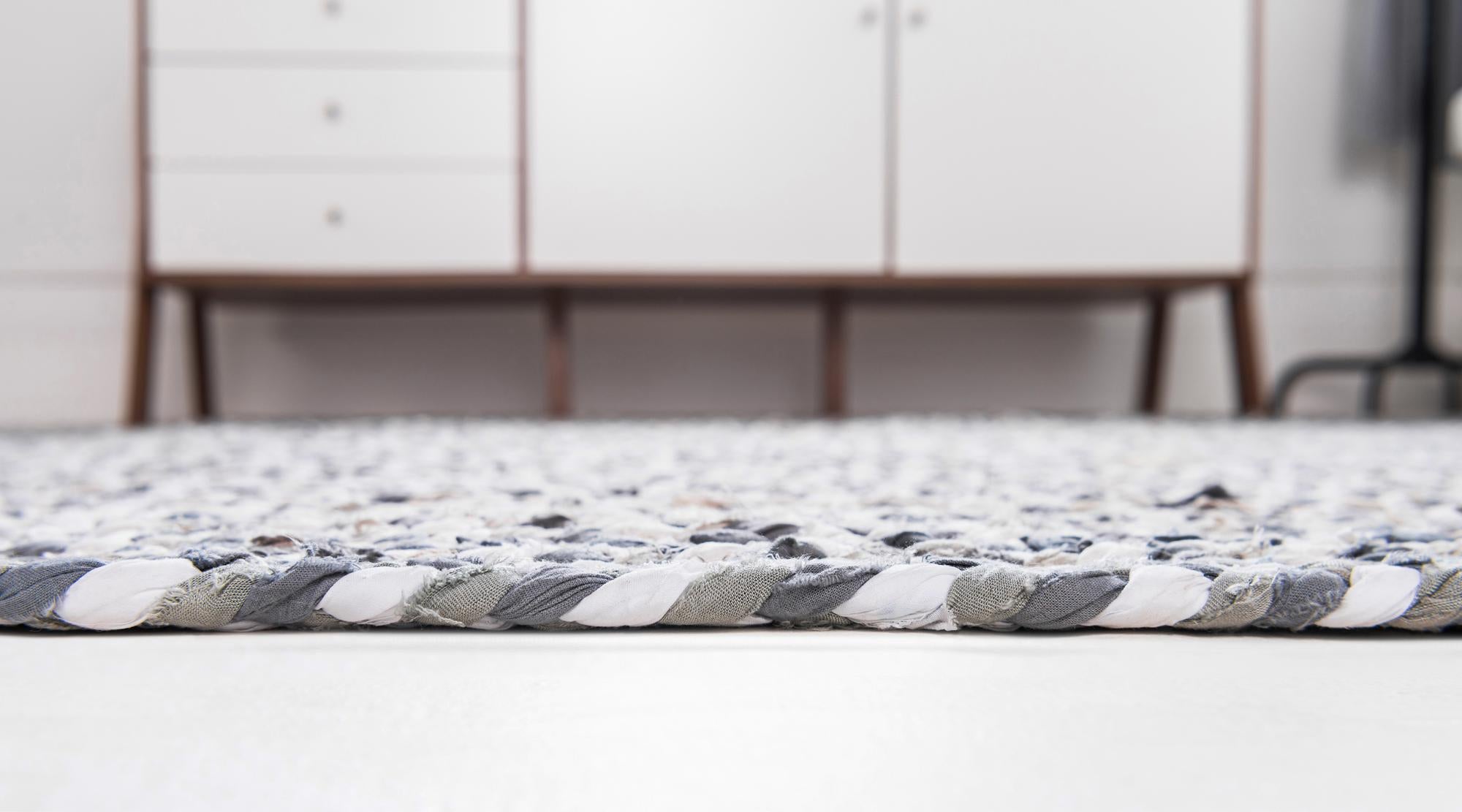 Gray 8' x 10' Hand Braided Chindi Oval Rug | Rugs.com