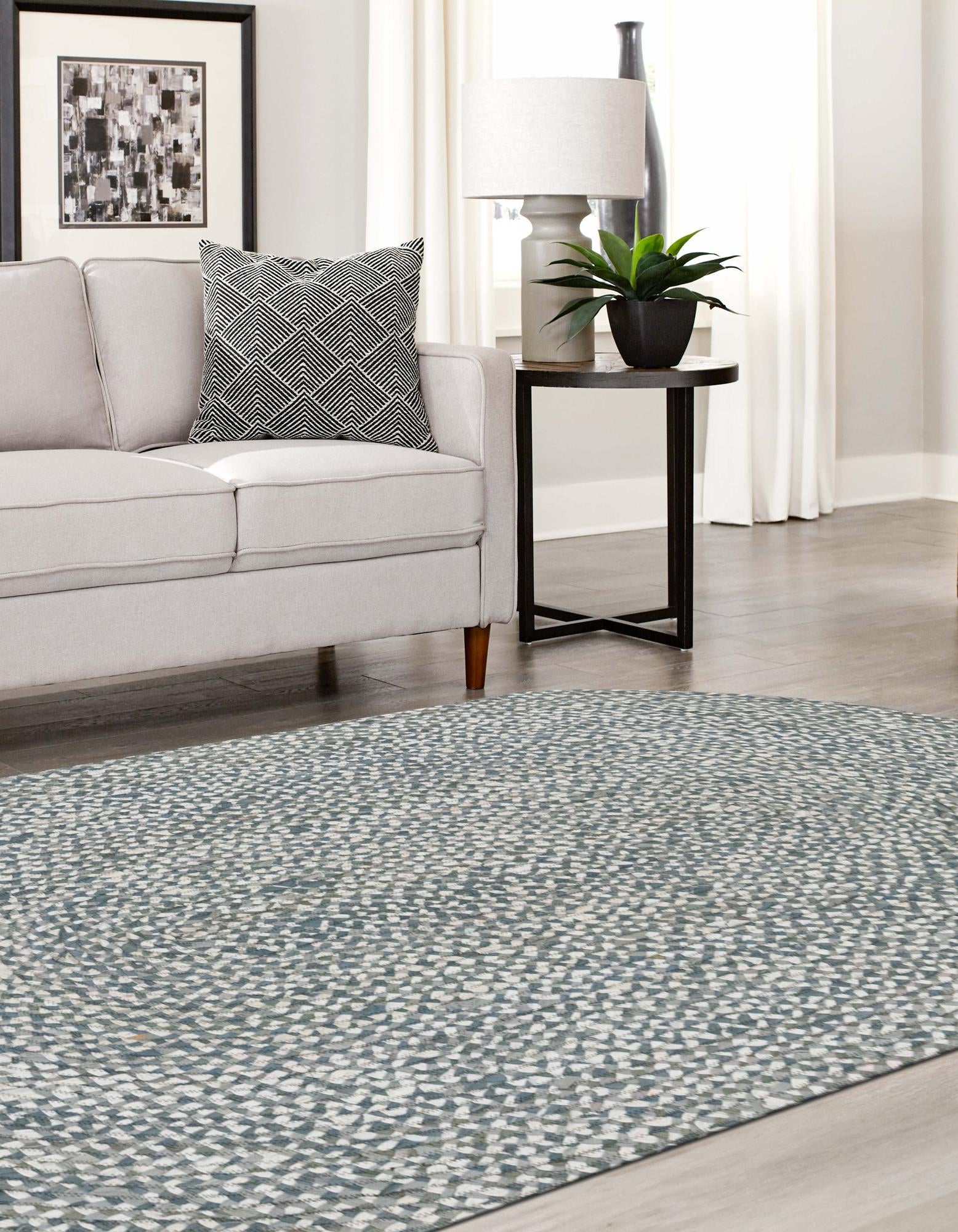 Gray 5' 1 x 8' Hand Braided Chindi Oval Rug | Rugs.com