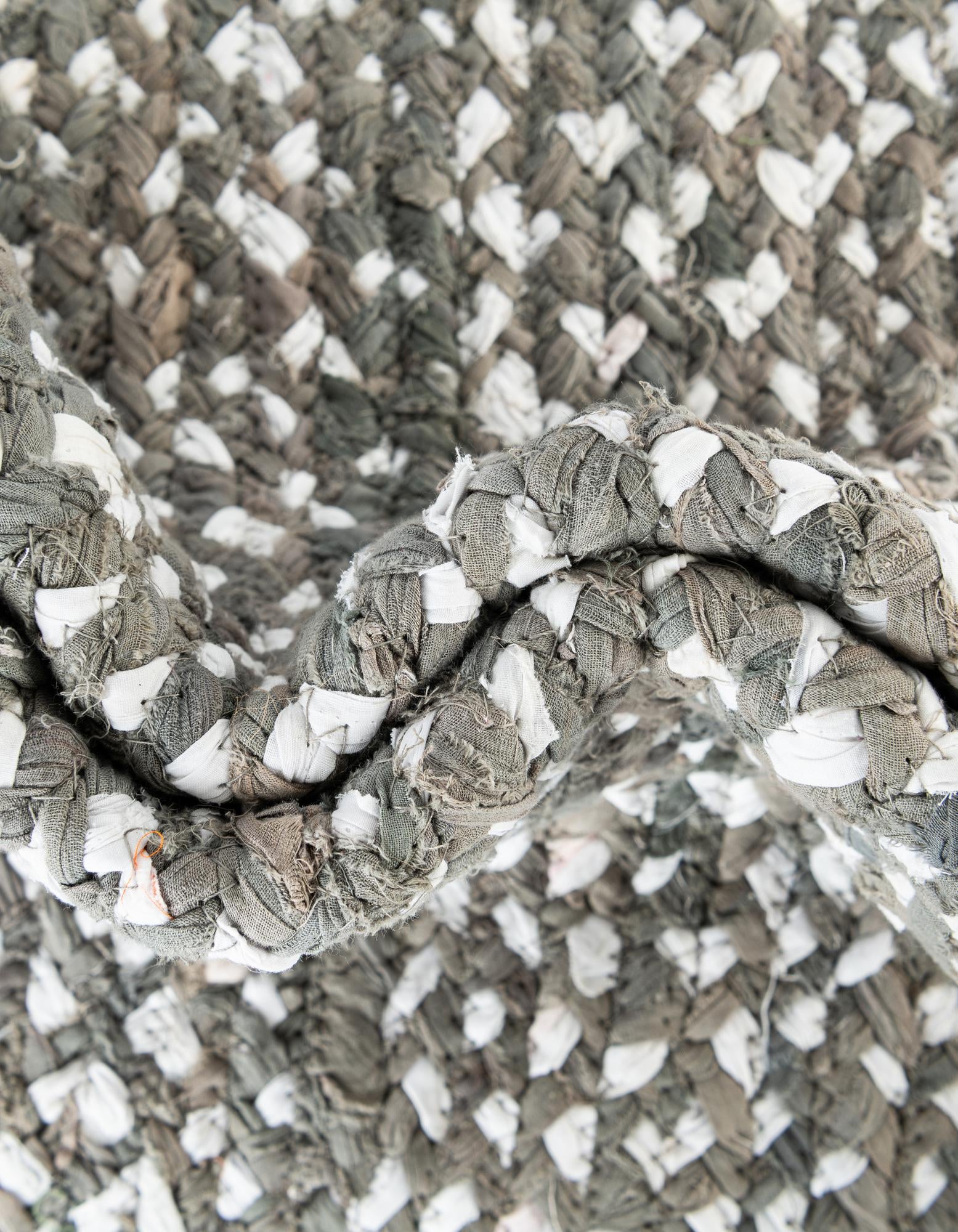 Gray 8' x 10' Hand Braided Chindi Oval Rug | Rugs.com