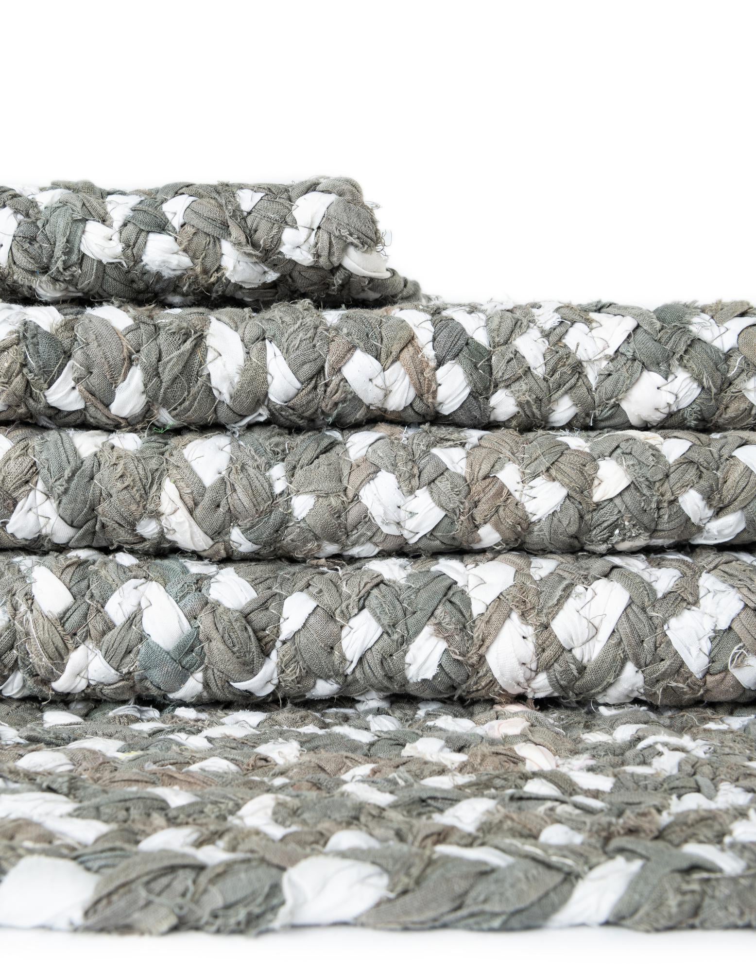 Gray 8' x 10' Hand Braided Chindi Oval Rug | Rugs.com