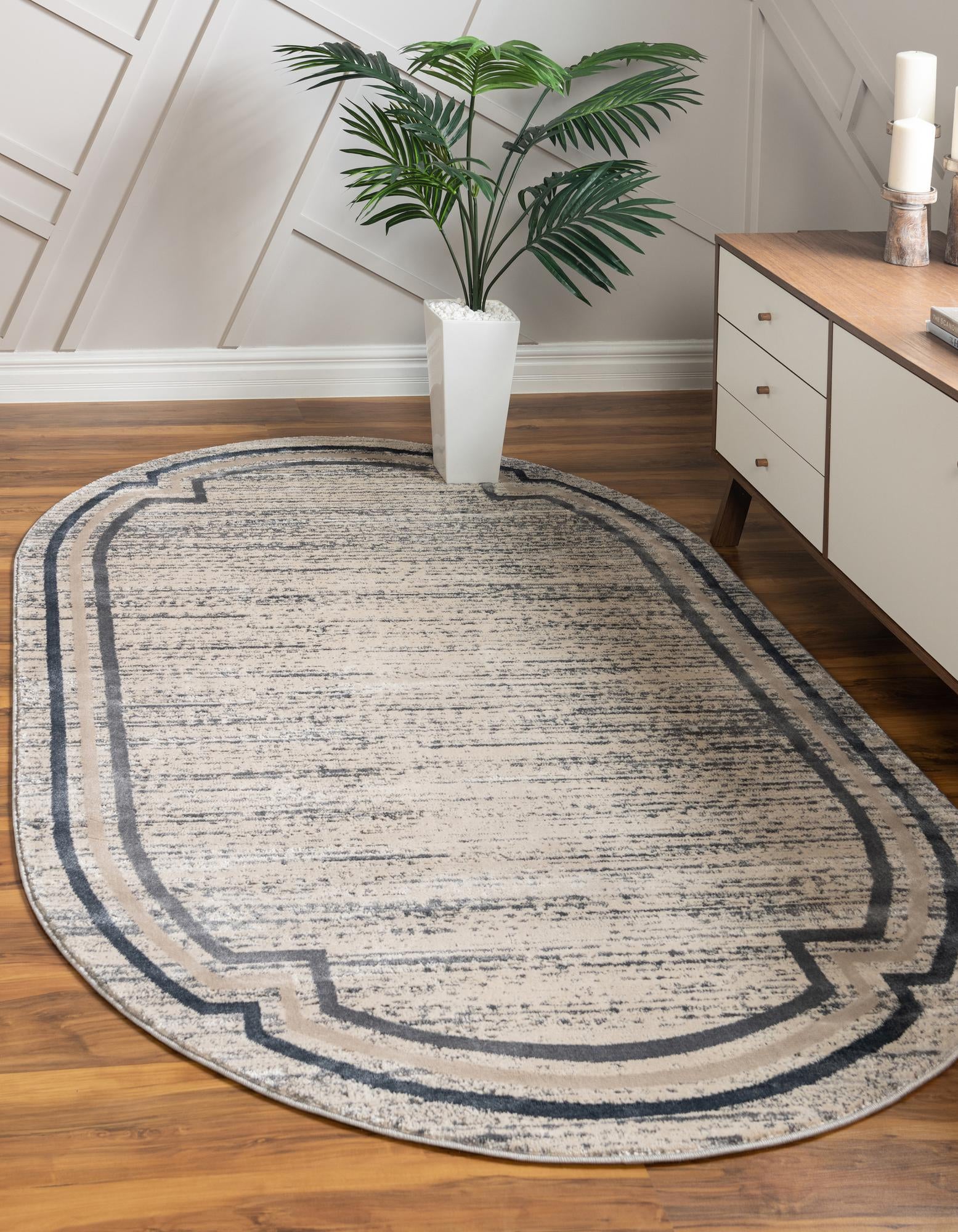 Gray 5' x 8' Oasis Oval Rug | Rugs.com