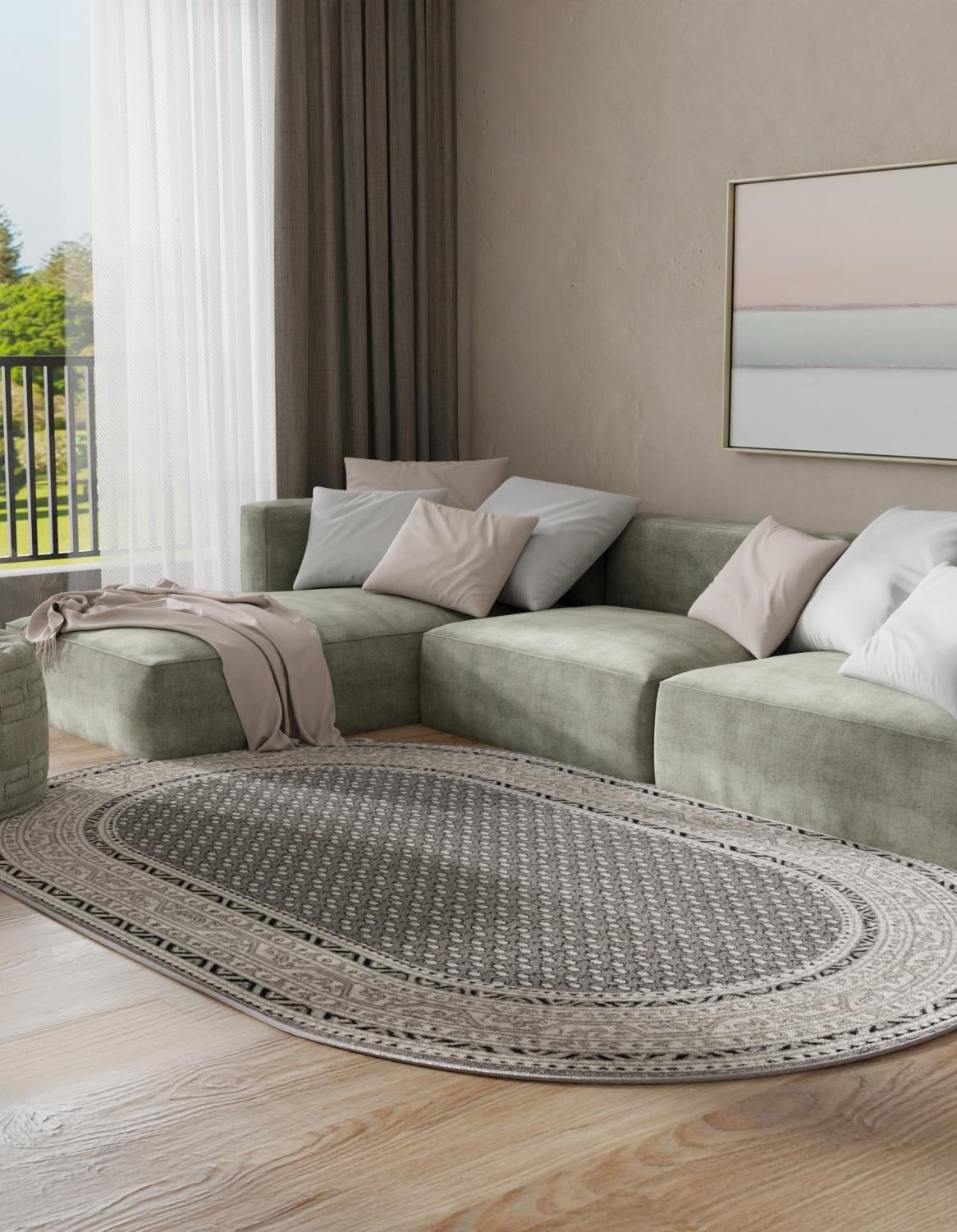 Gray 5' 3 x 8' SoHo Oval Rug | Rugs.com