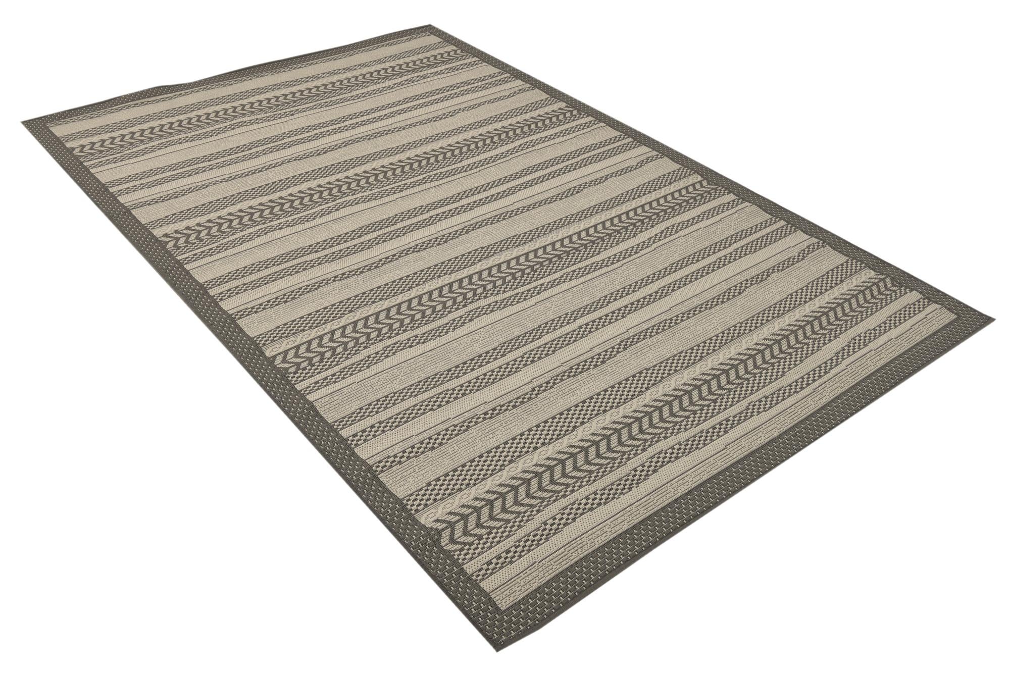 Gray 5' 3 x 8' Border Indoor / Outdoor Rug | Rugs.com