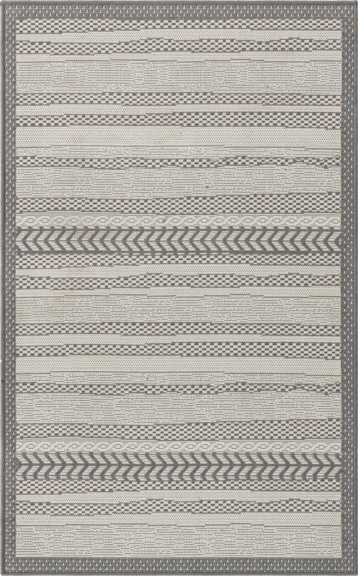 Gray 3' 3 x 5' Border Indoor / Outdoor Rug | Rugs.com