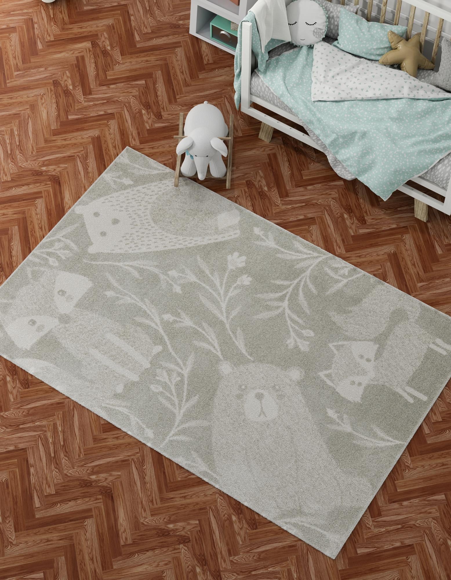 Gray 7' 10 x 10' Animals Whimsy Kids Rug | Rugs.com