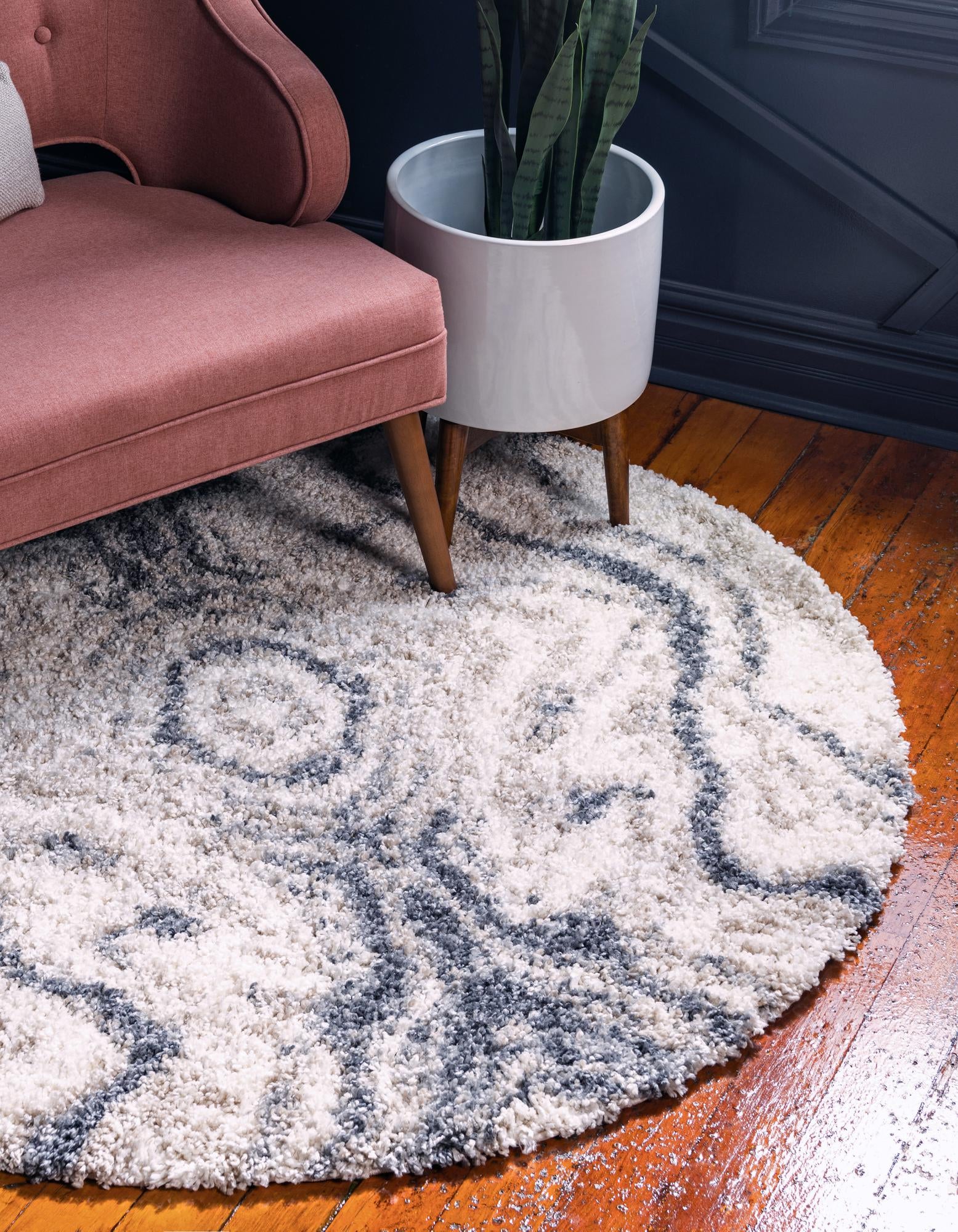 Sage Green 5' 3 x 5' 3 Soft Touch Shag Round Rug | Rugs.com