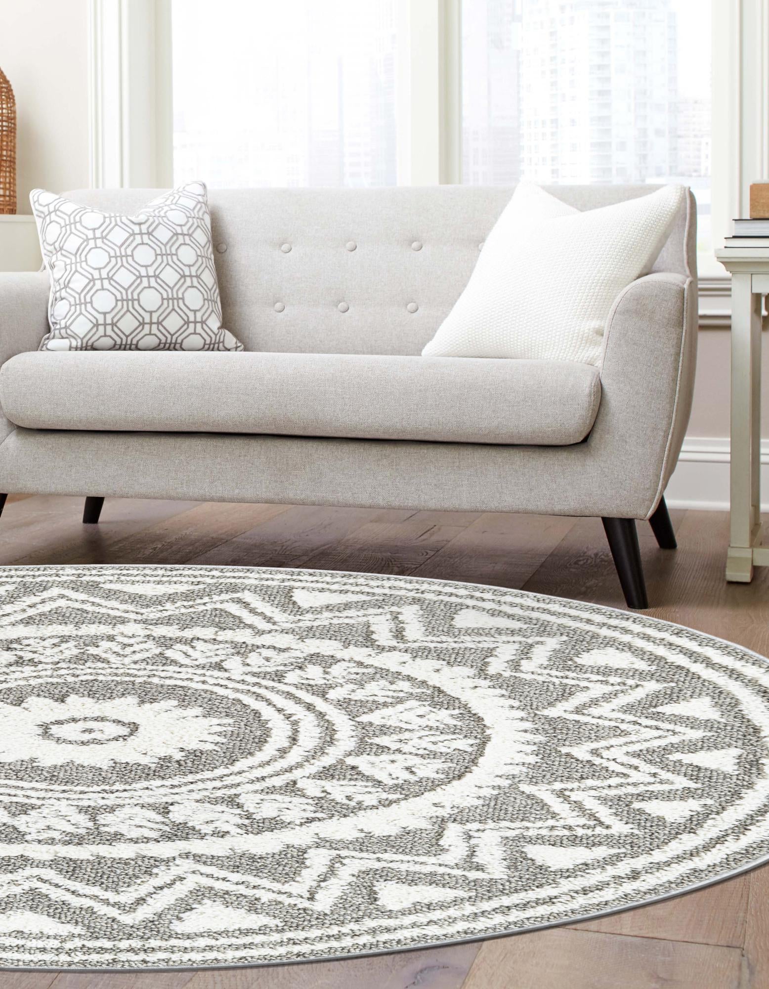 Gray 7' 10 x 7' 10 Boho Round Rug | Rugs.com