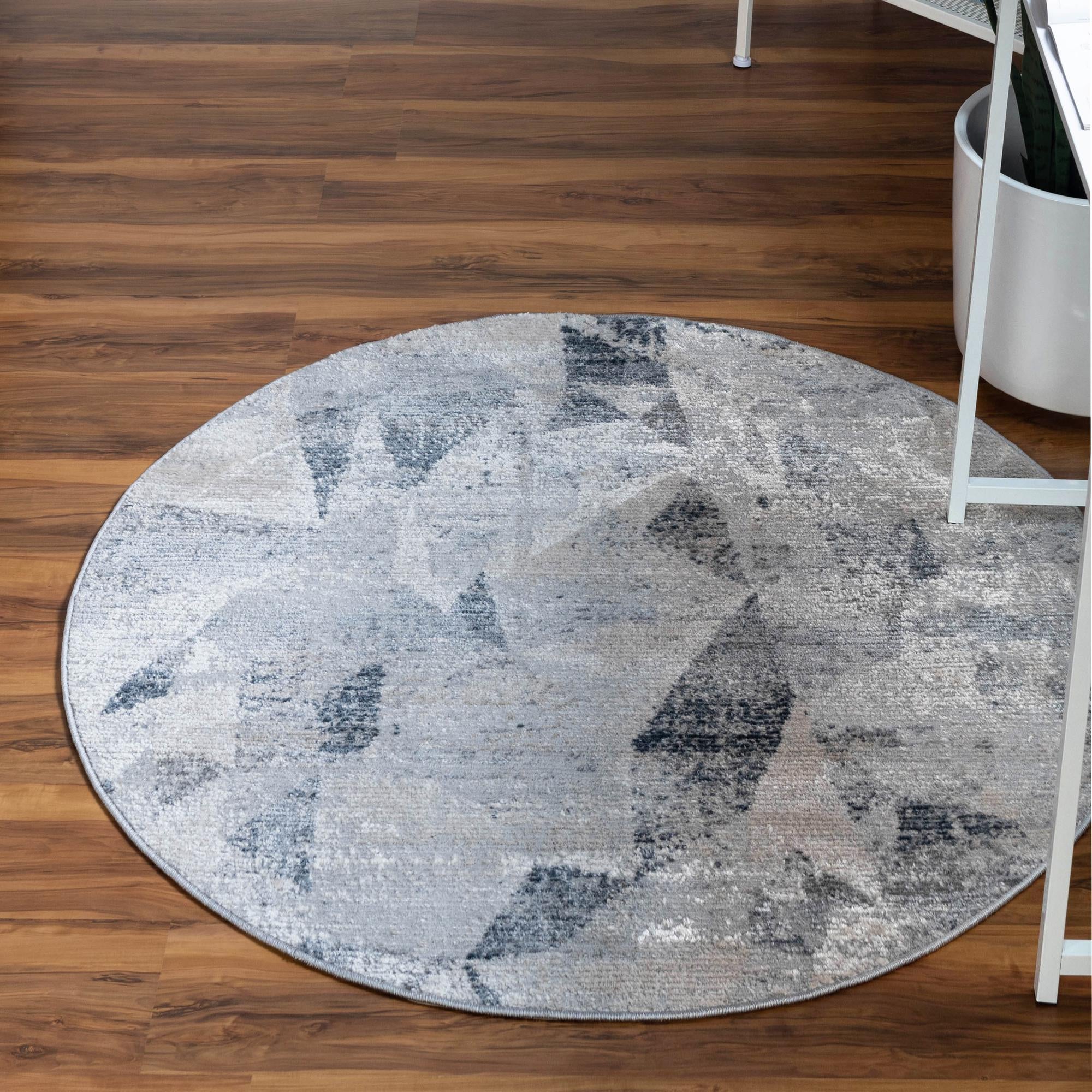 Gray 4' x 4' Caspian Round Rug | Rugs.com