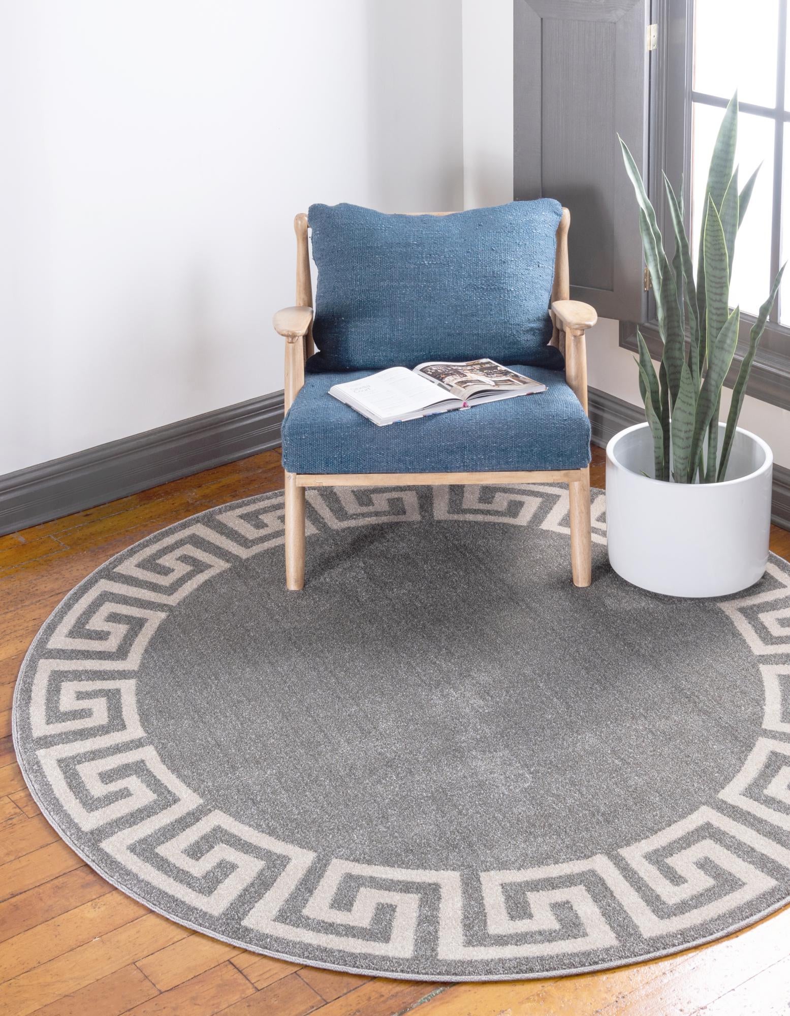 Gray 8' x 8' Hera Round Rug | Rugs.com