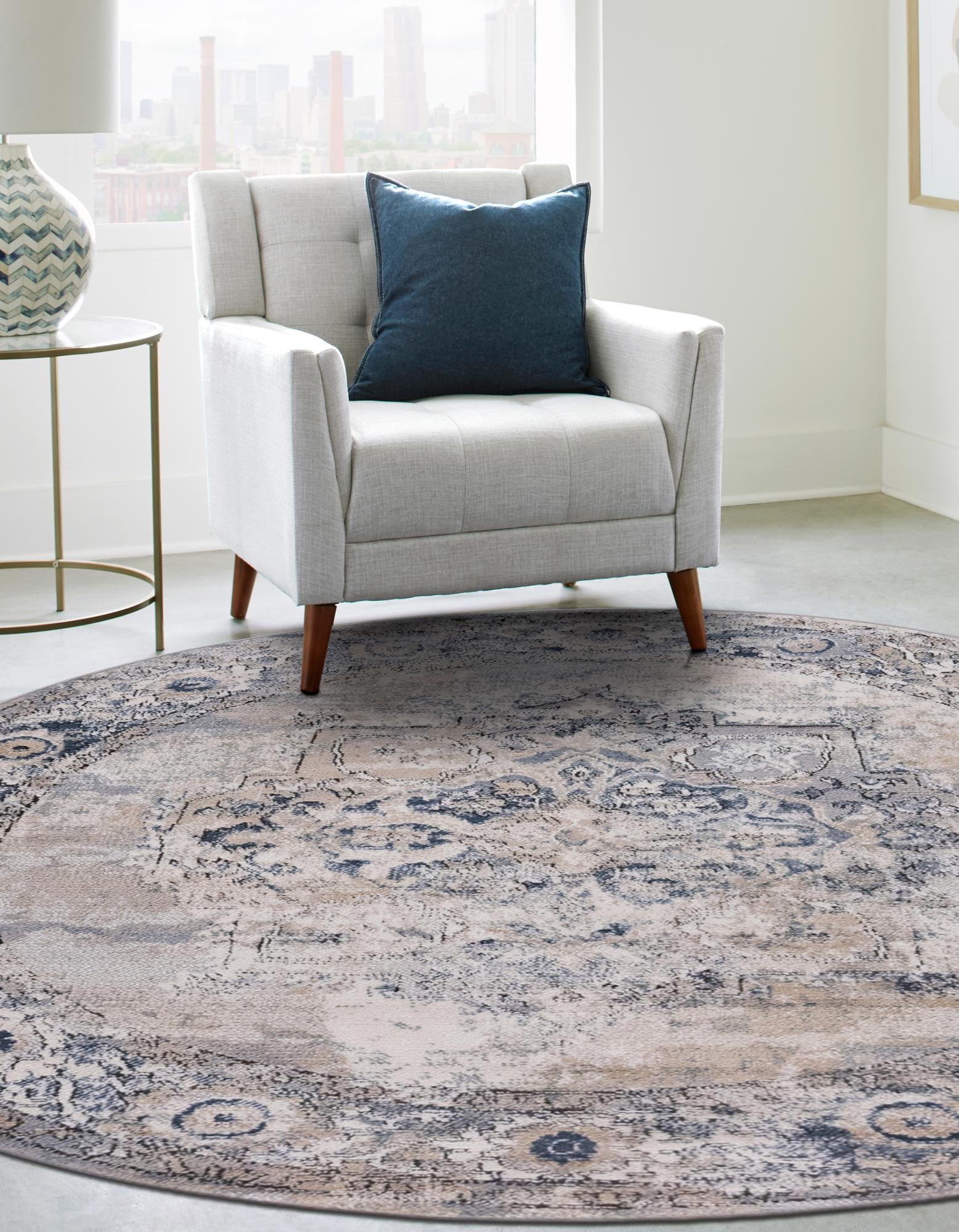 Gray 6' x 6' Oregon Round Rug | Rugs.com