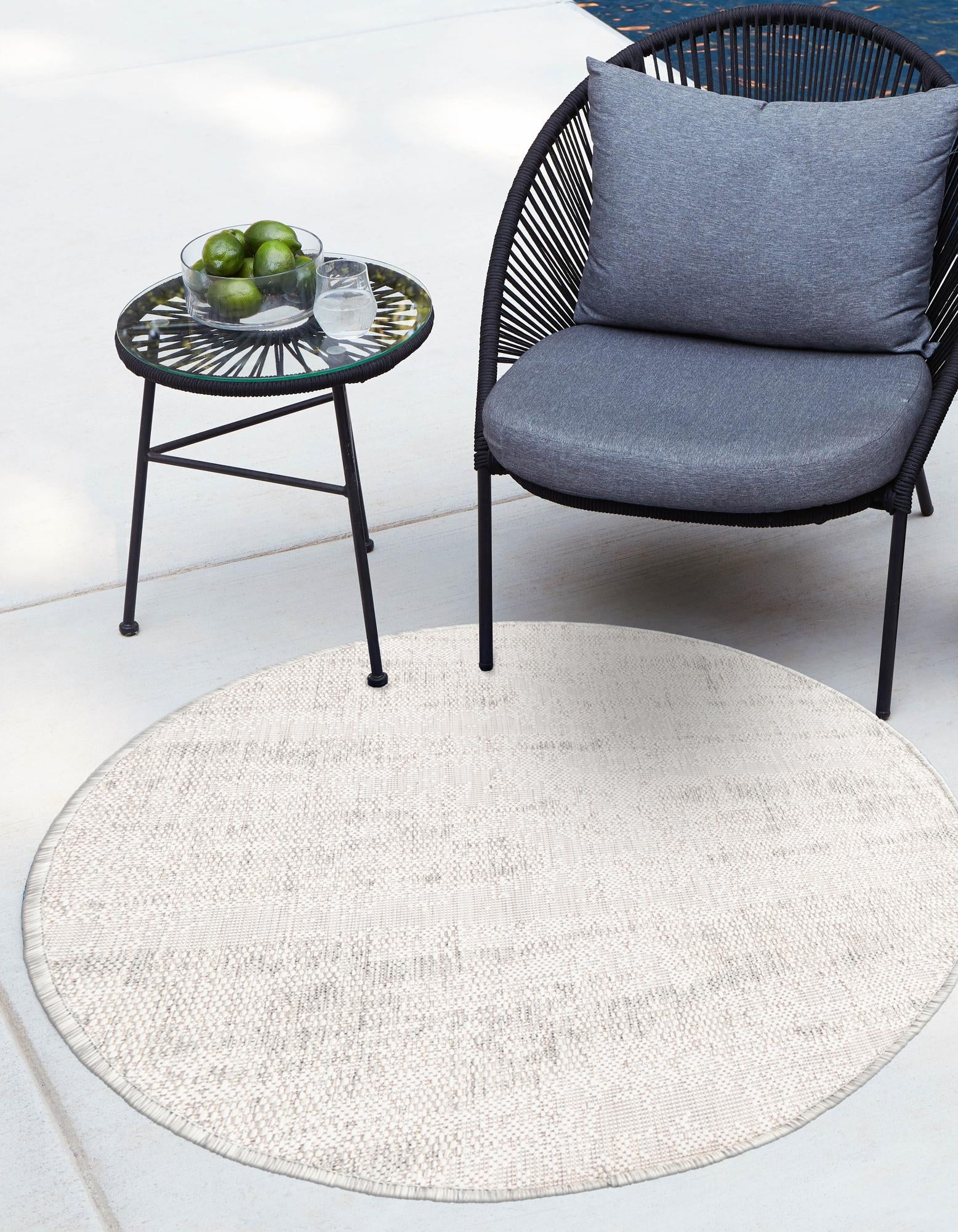 Gray 3' x 3' Modern Indoor / Outdoor Round Rug | Rugs.com