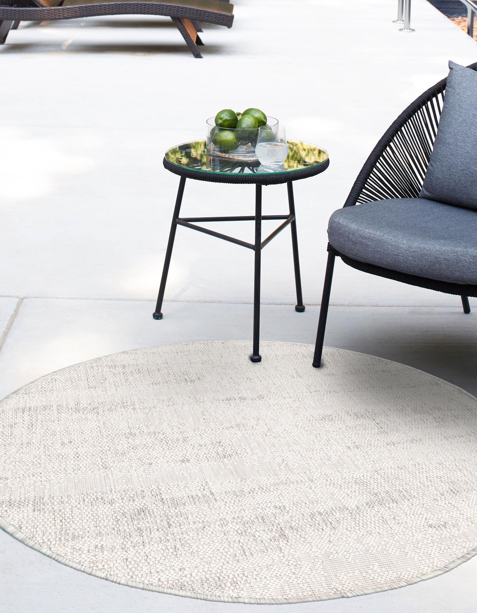 Gray 3' x 3' Modern Indoor / Outdoor Round Rug | Rugs.com