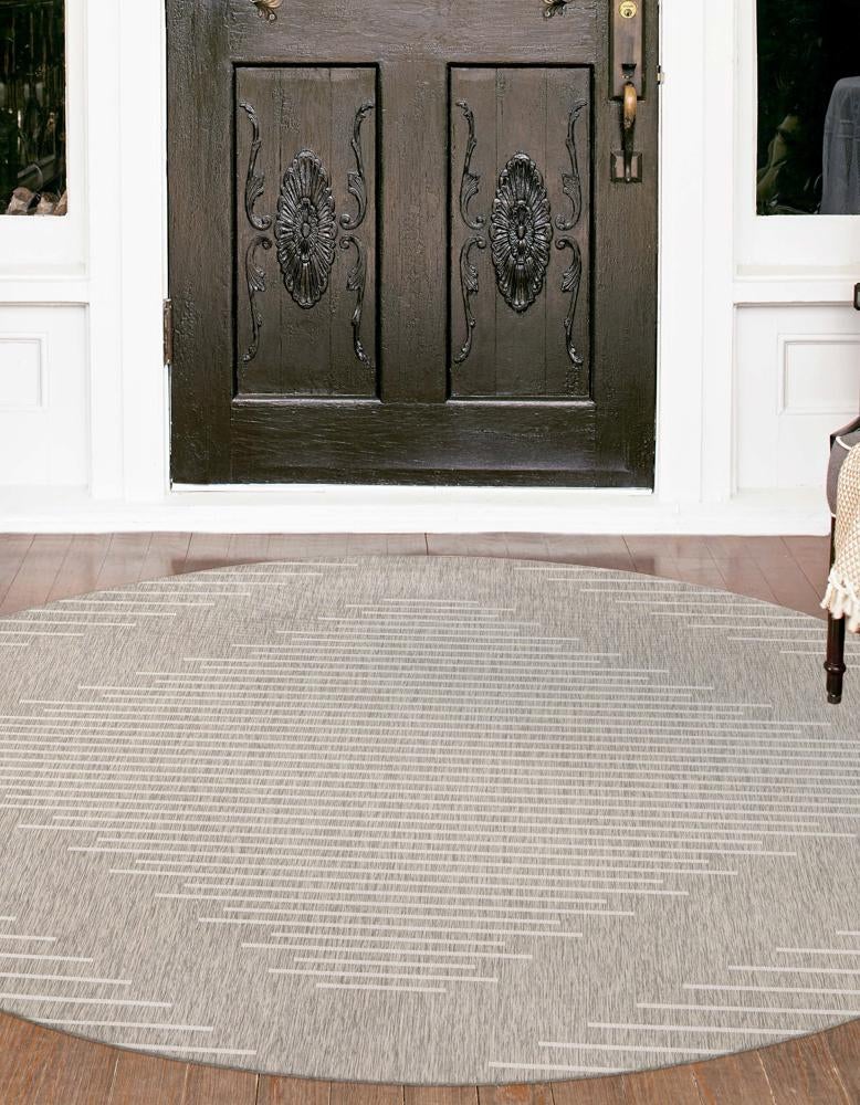 Gray 4' x 4' Modern Indoor / Outdoor Round Rug | Rugs.com