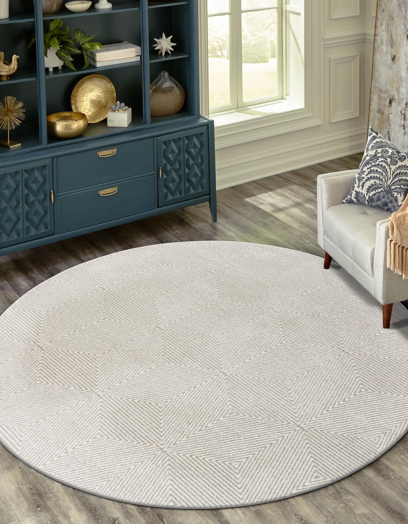 Gray 10' x 10' Sabrina Soto Indoor / Outdoor Round Rug | Rugs.com