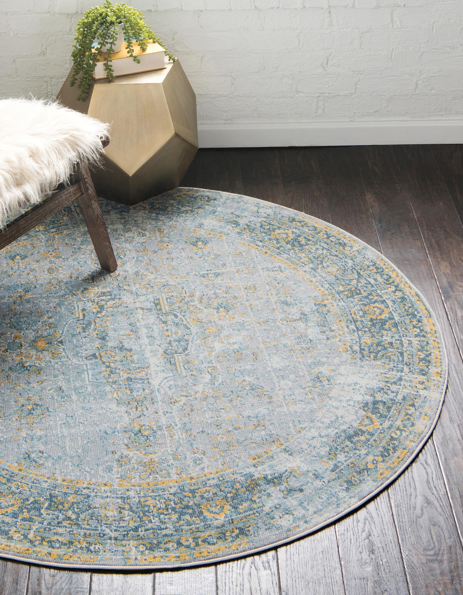 Gray 8' 4 x 8' 4 Santiago Round Rug | Rugs.com