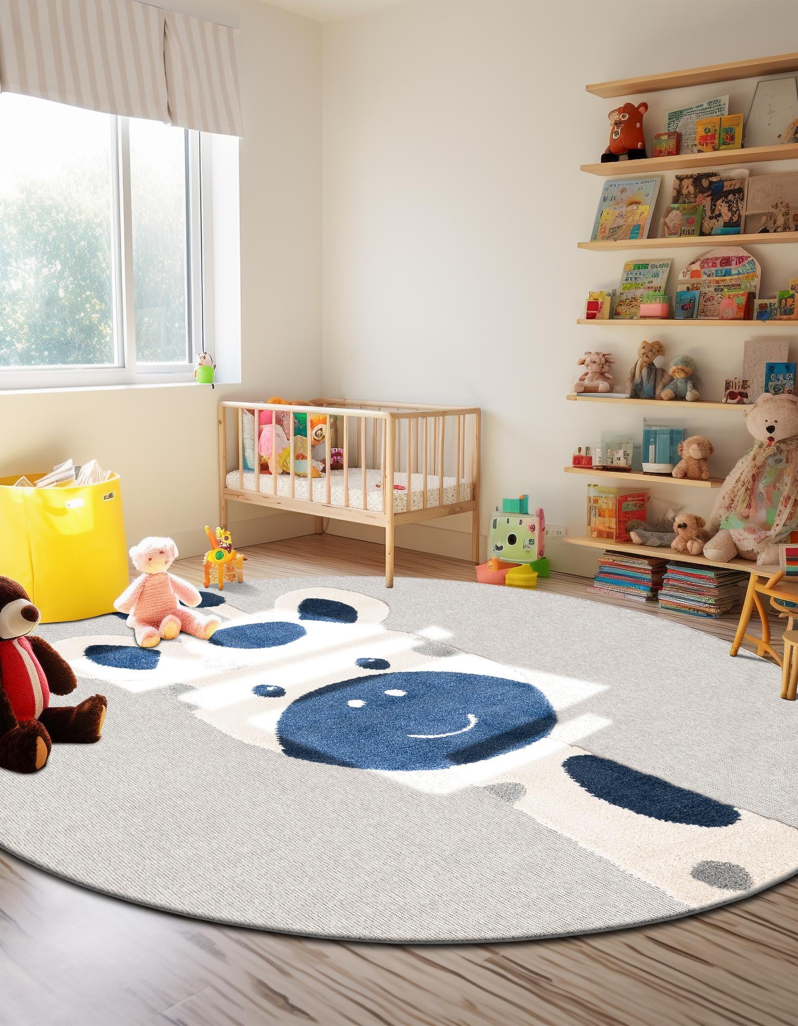 Gray 5' x 5' Whimsy Kids Round Rug | Rugs.com