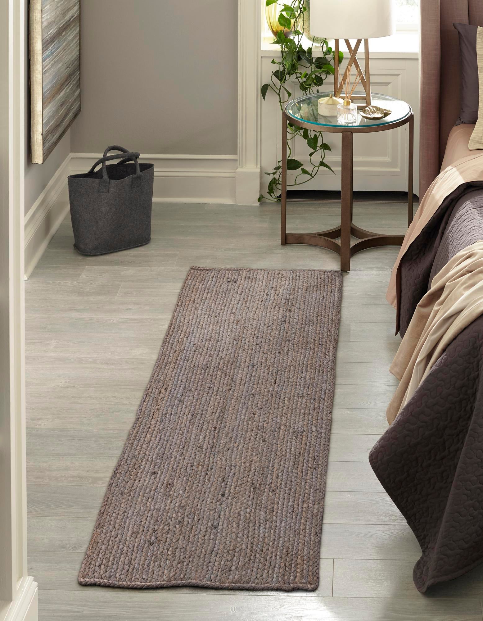 Blue 2' 7 x 6' 1 Hand Braided Jute Runner Rug | Rugs.com