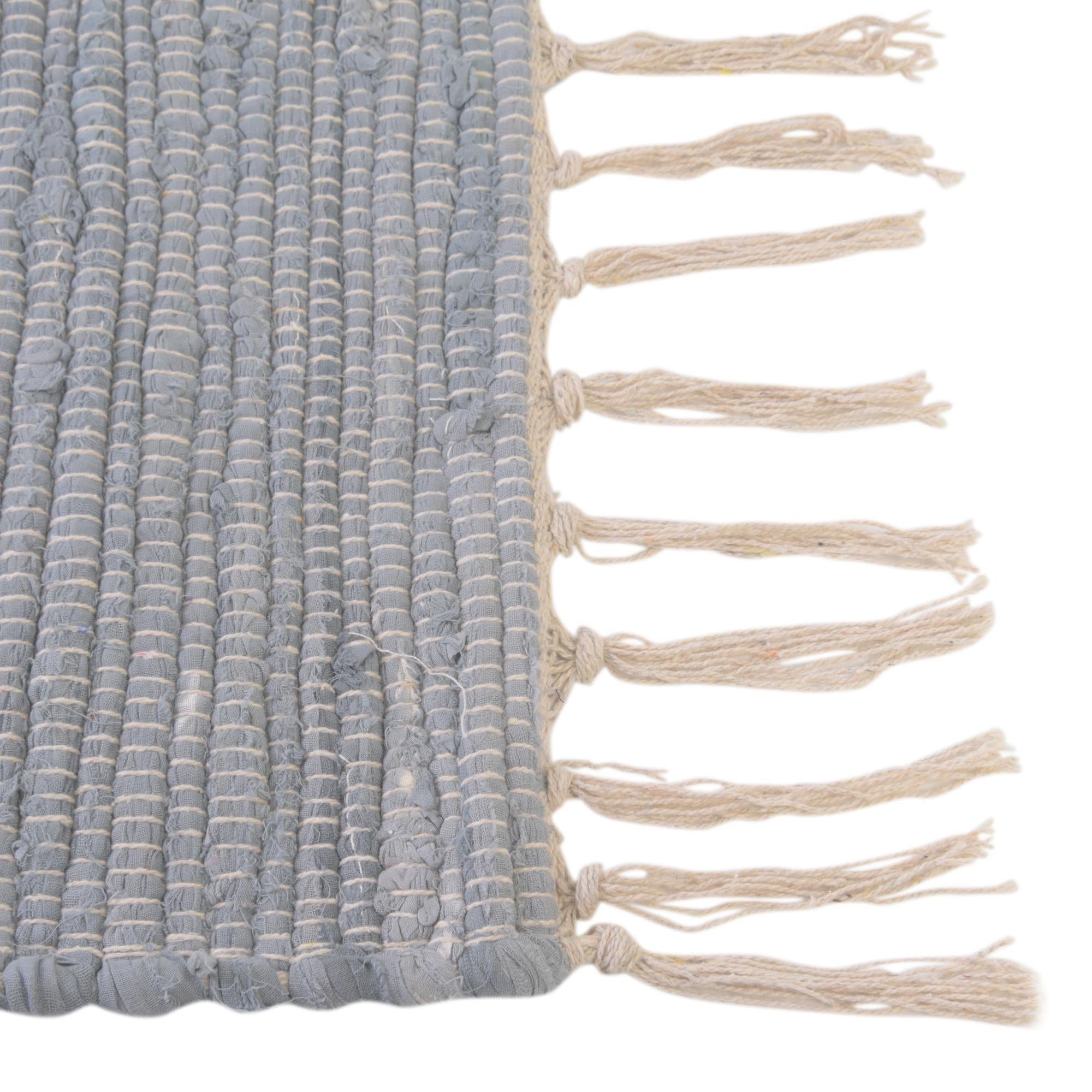 Gray 2' 7 x 6' 1 Hand Woven Chindi Rag Runner Rug | Rugs.com
