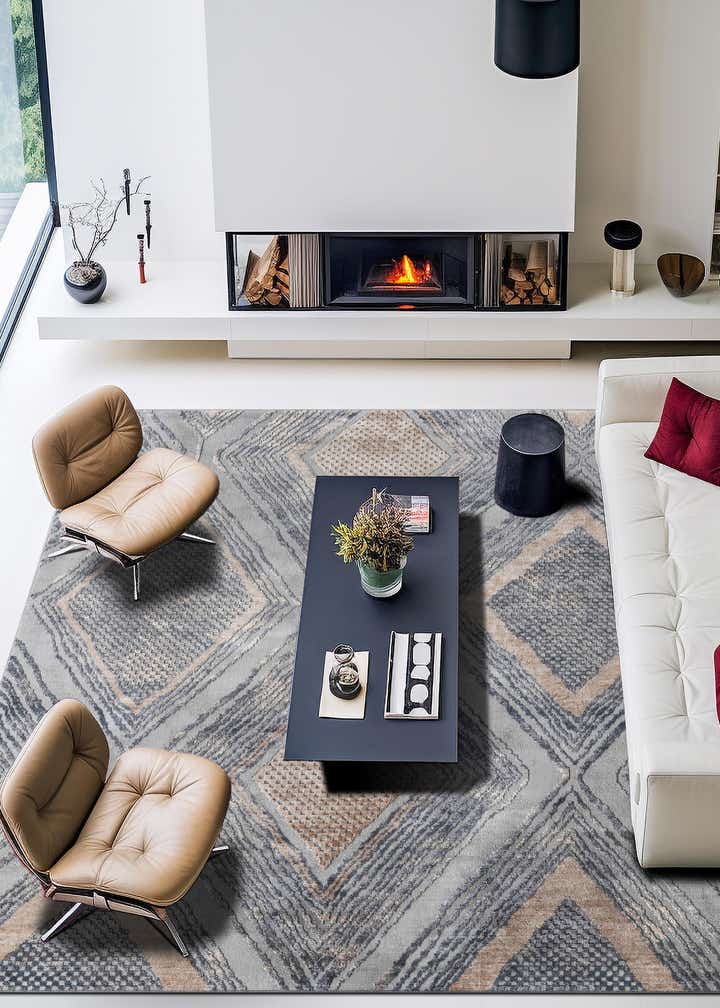 Gray 7' 10 x 7' 10 Brooks Caspian Square Rug | Rugs.com