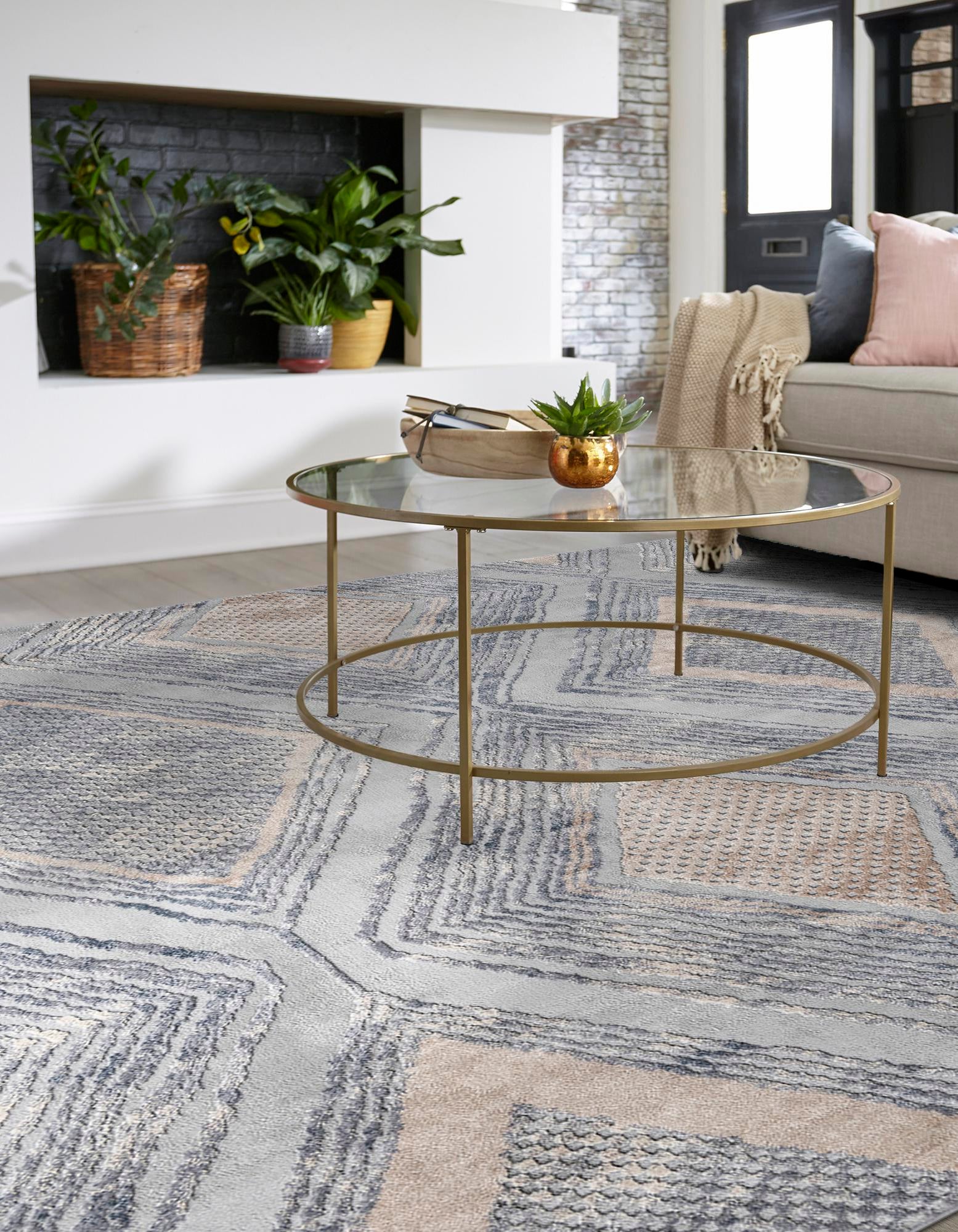 Gray 7' 10 x 7' 10 Brooks Caspian Square Rug | Rugs.com