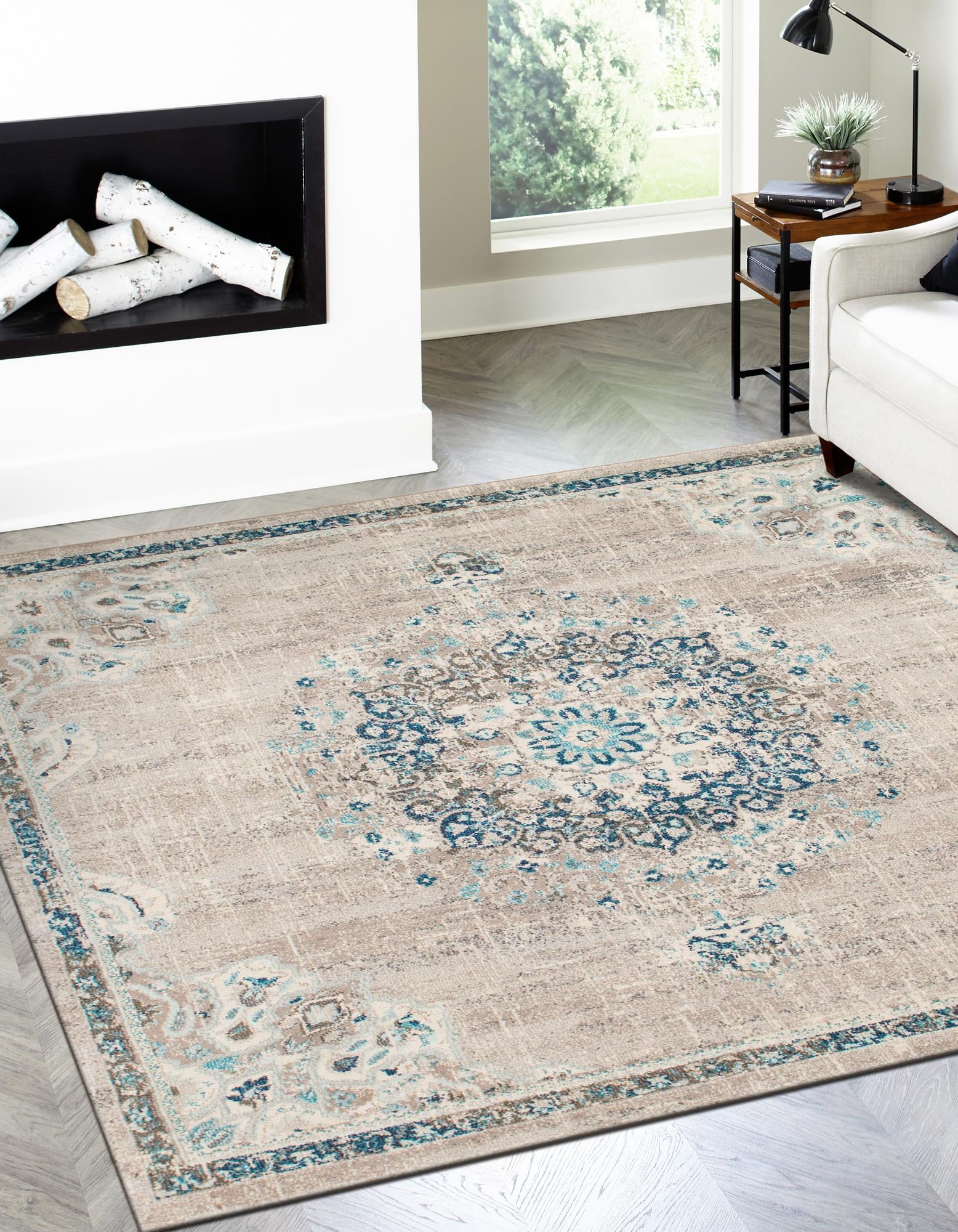 Dark Gray 8' x 8' Victoria Square Rug | Rugs.com