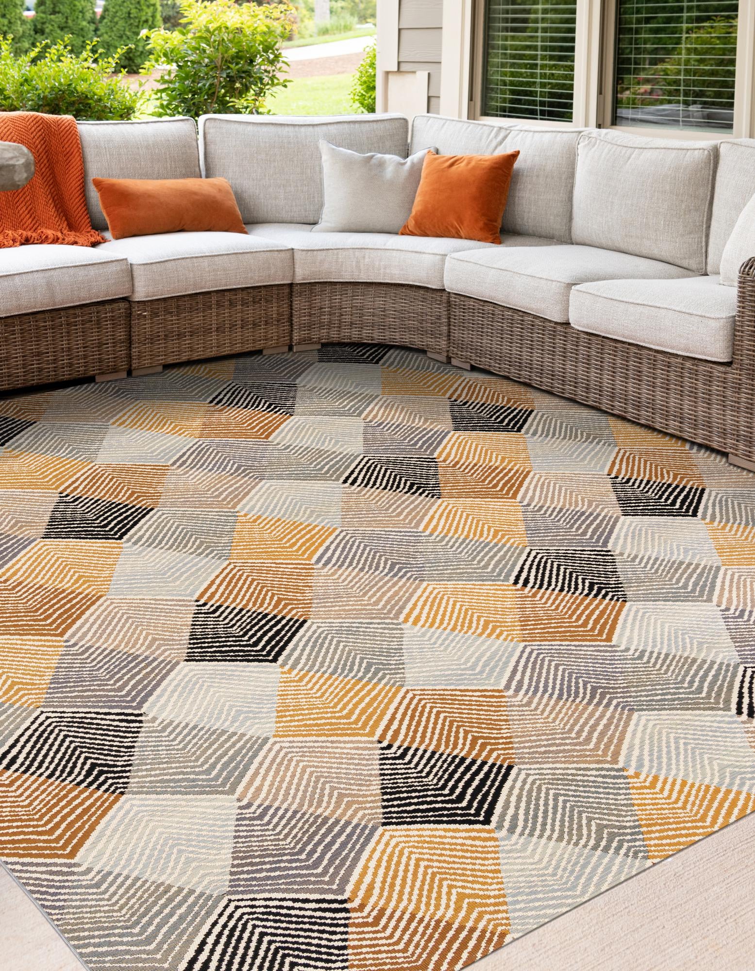 Gray 10' x 10' Bryn Modern Outdoor Square Rug | Rugs.com