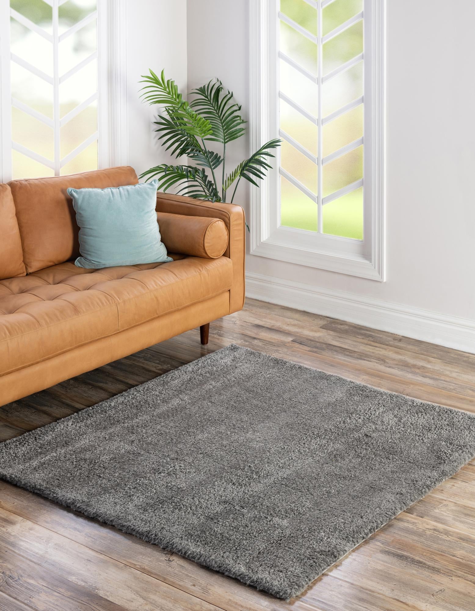 Gray 12' x 12' Solid Frieze Square Rug | Rugs.com