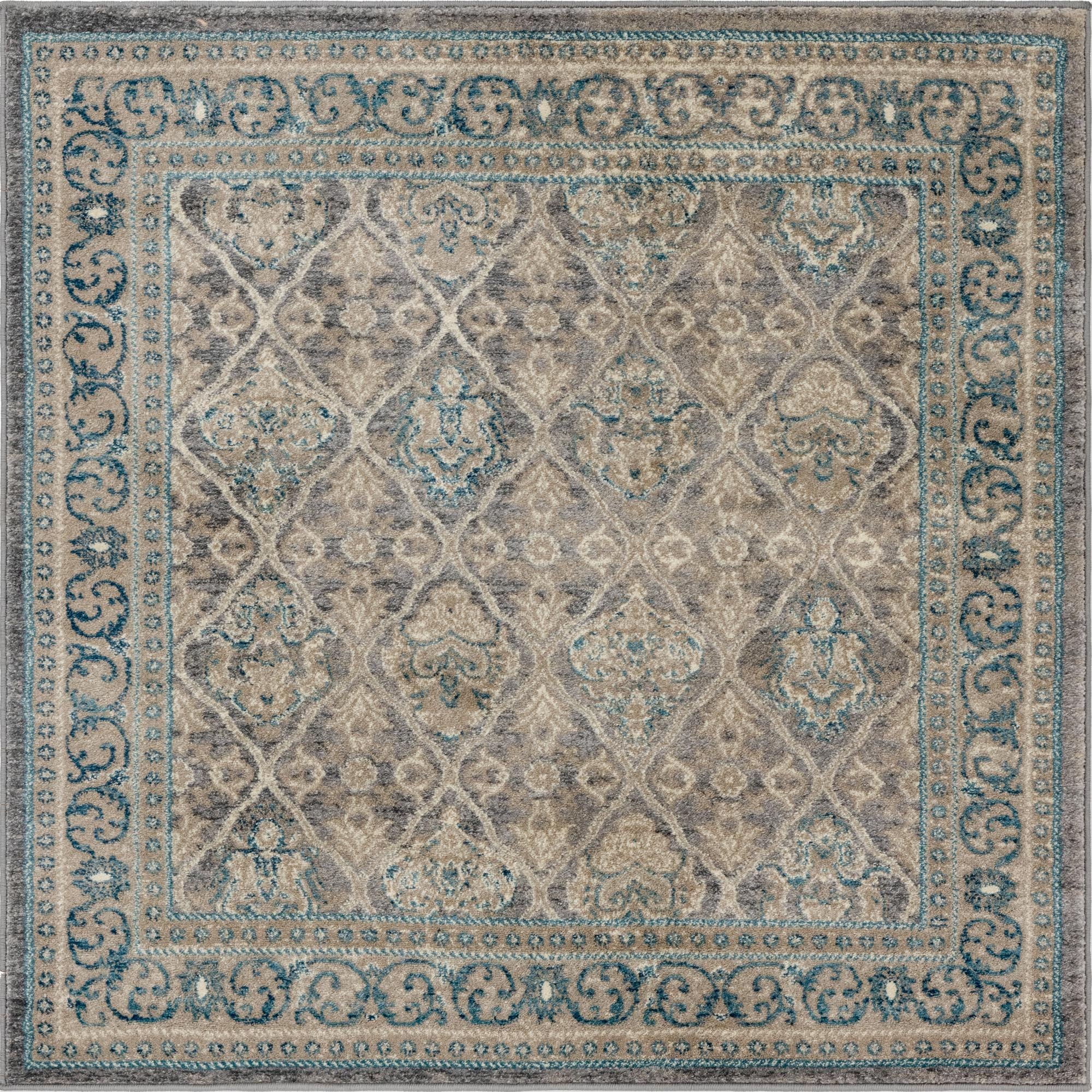 Cream 5' x 5' Viola Square Rug | Rugs.com