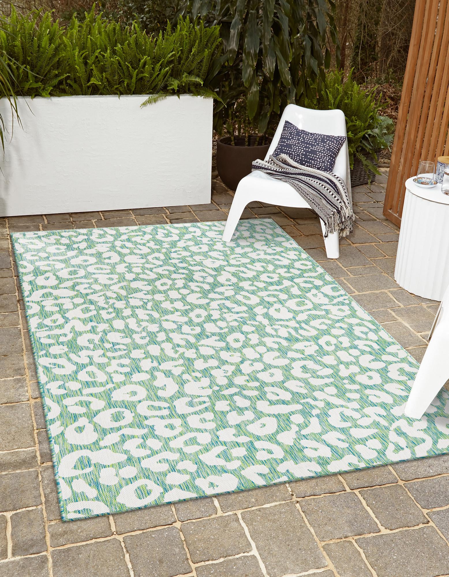 Green Blue Custom Green Blue Safari Indoor / Outdoor Rug | Rugs.com
