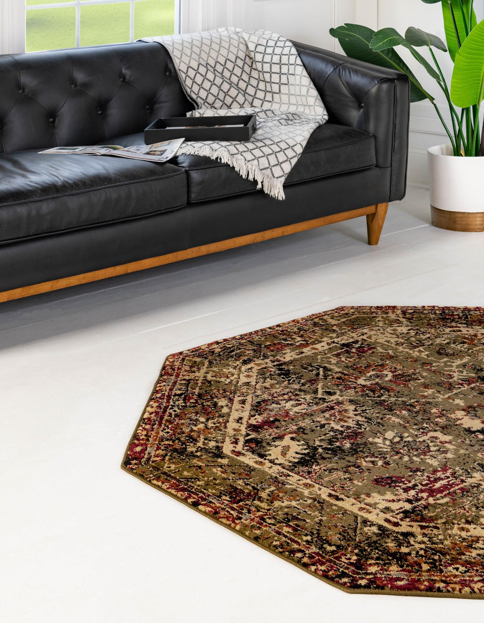 Green 8' x 8' Saturn Octagon Rug | Rugs.com