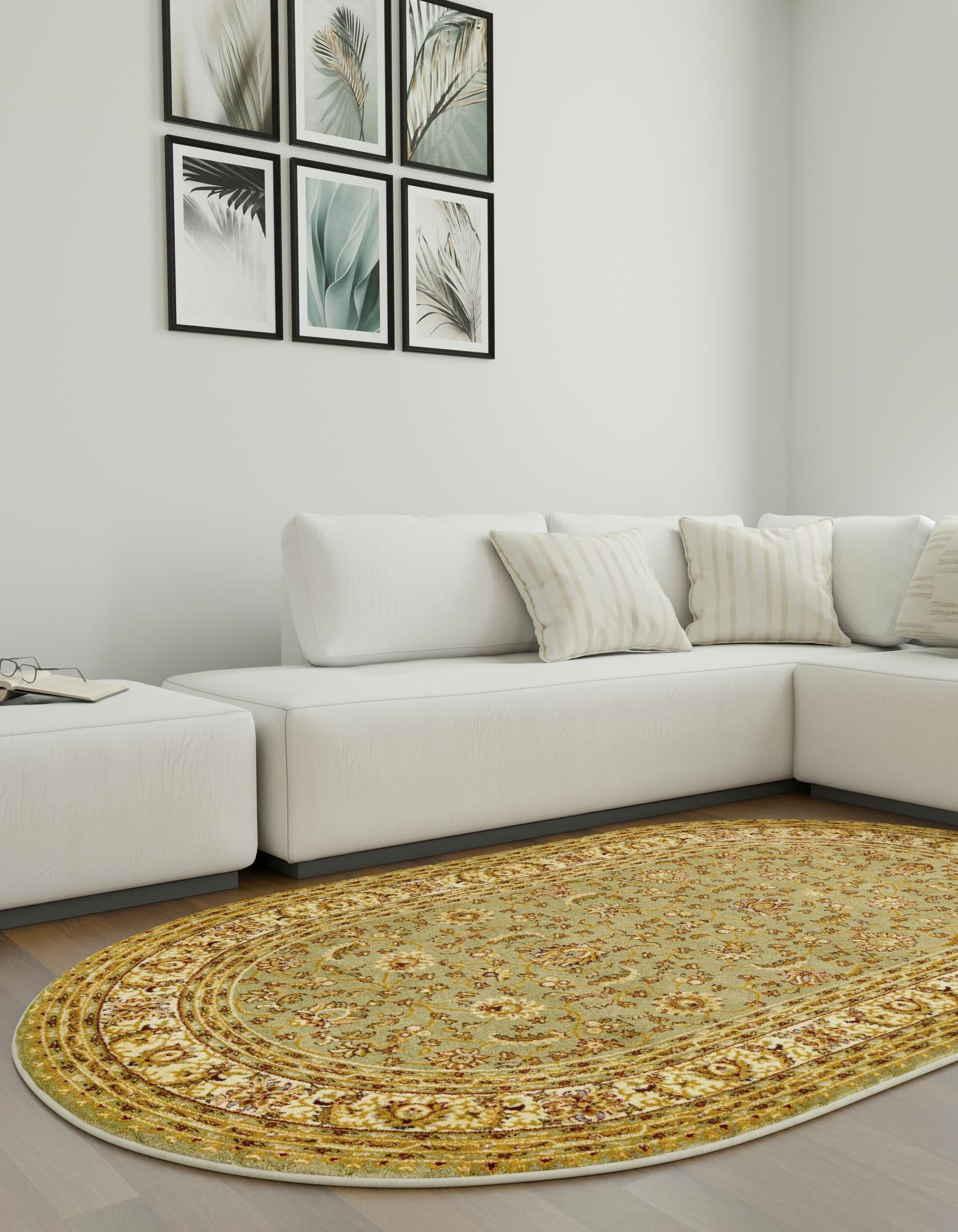 Green 4' 1 x 6' 1 Aditi Oval Rug | Rugs.com