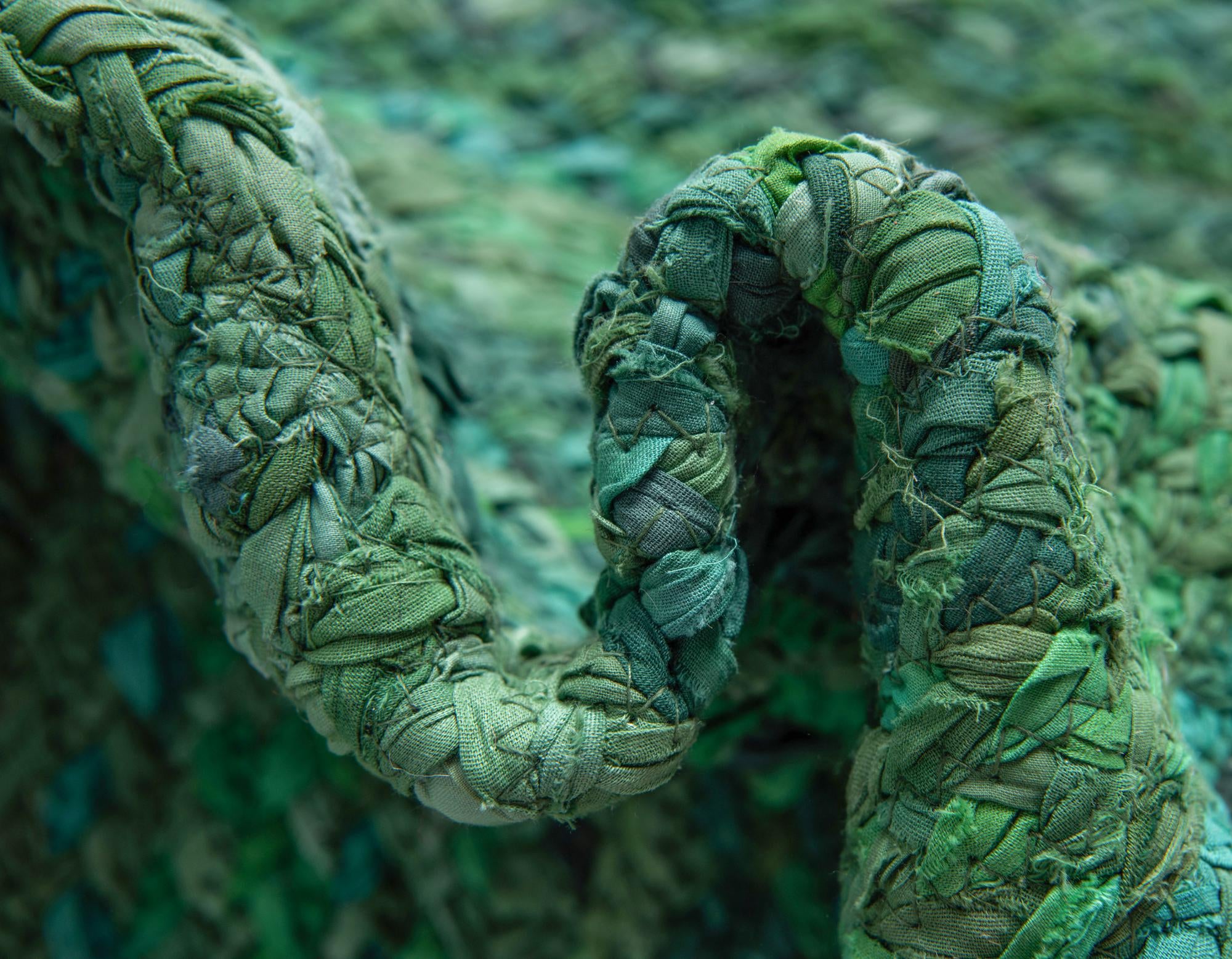 Green 3' 3 x 5' 1 Hand Braided Chindi Oval Rug | Rugs.com