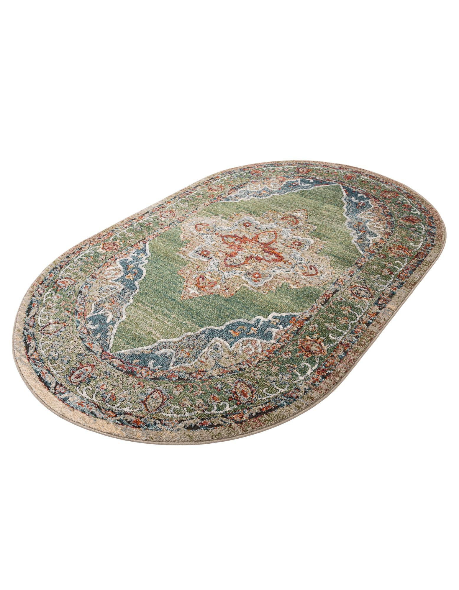 Green 5' x 8' Isabella Oval Rug | Rugs.com