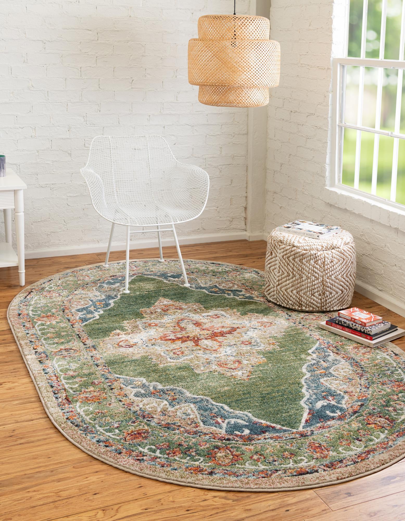 Green 5' x 8' Isabella Oval Rug | Rugs.com