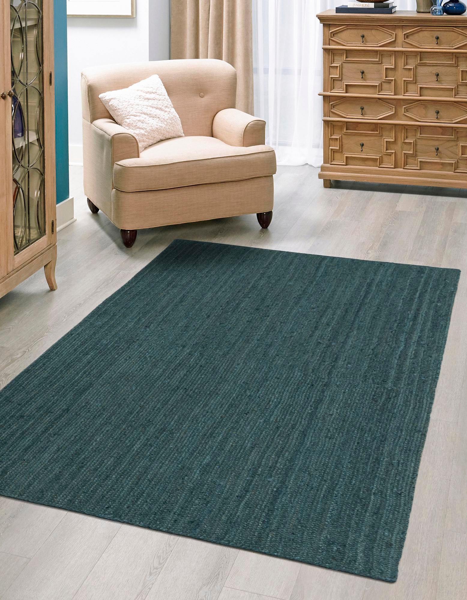 Green 5' 3 x 8' Hand Braided Jute Rug | Rugs.com
