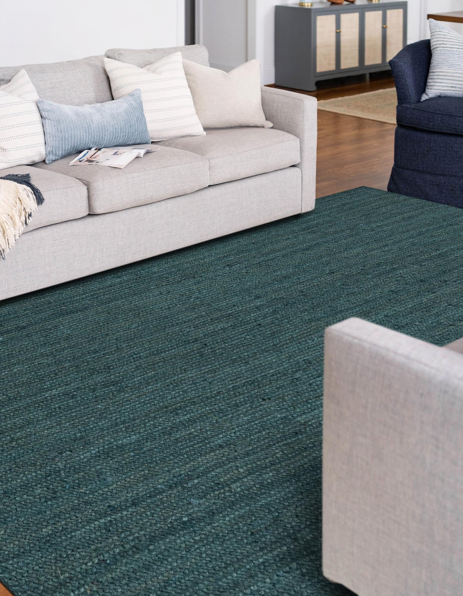 Green 5' 3 x 8' Hand Braided Jute Rug | Rugs.com