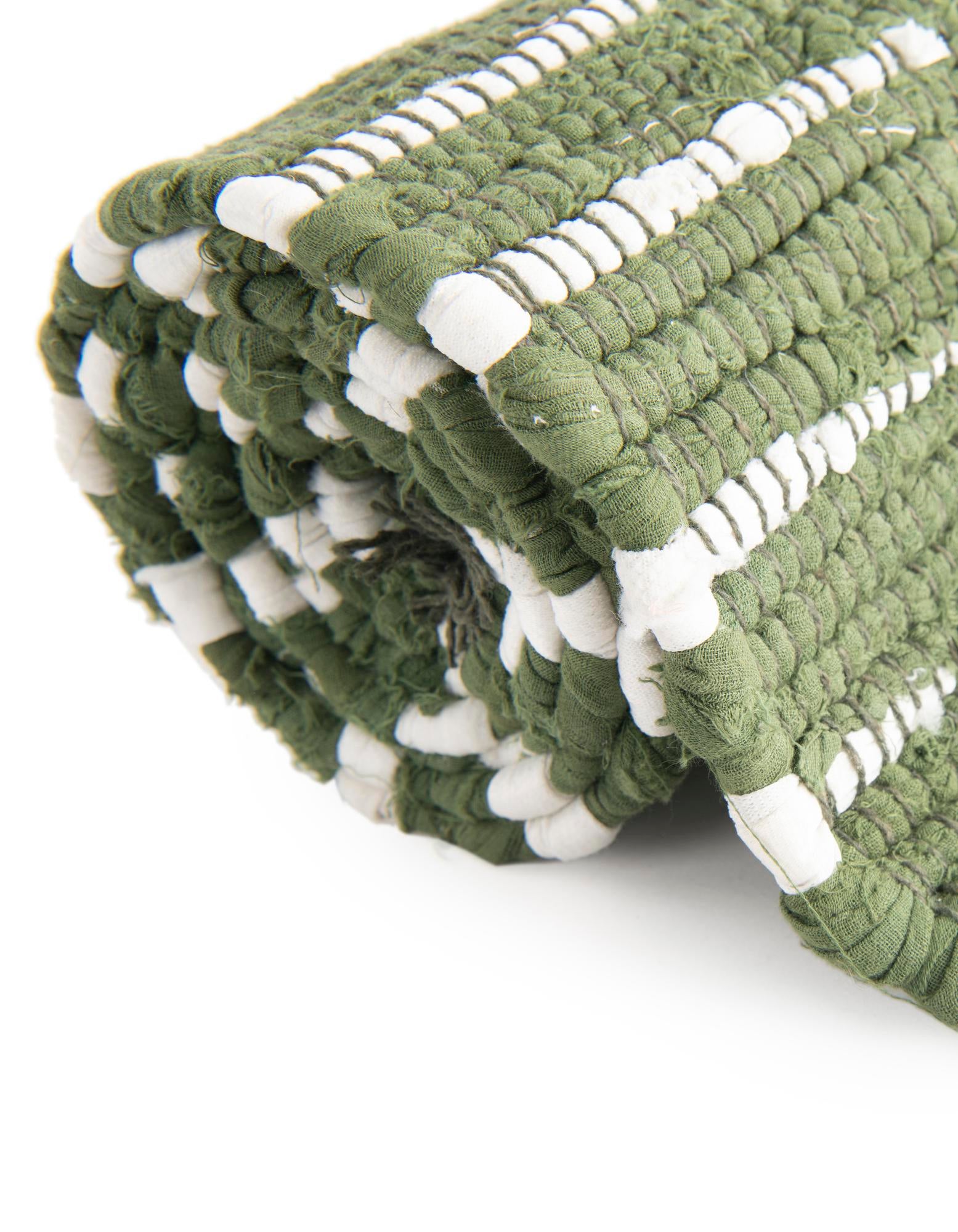 Green 8' x 11' Hand Woven Chindi Cotton Rug | Rugs.com