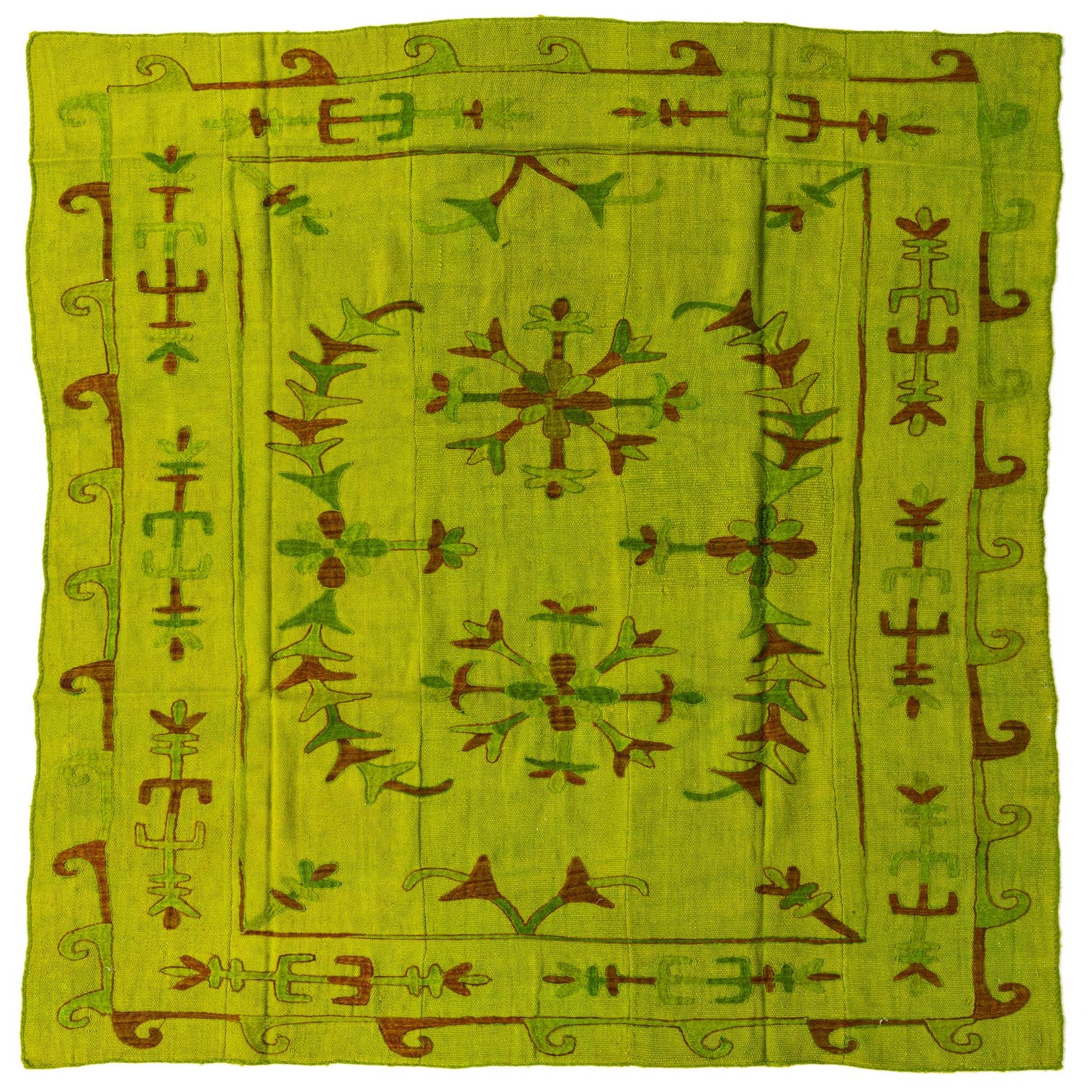 Green 5' 7 x 7' 8 Hand Woven Kilim Suzani Wool Rug | Rugs.com