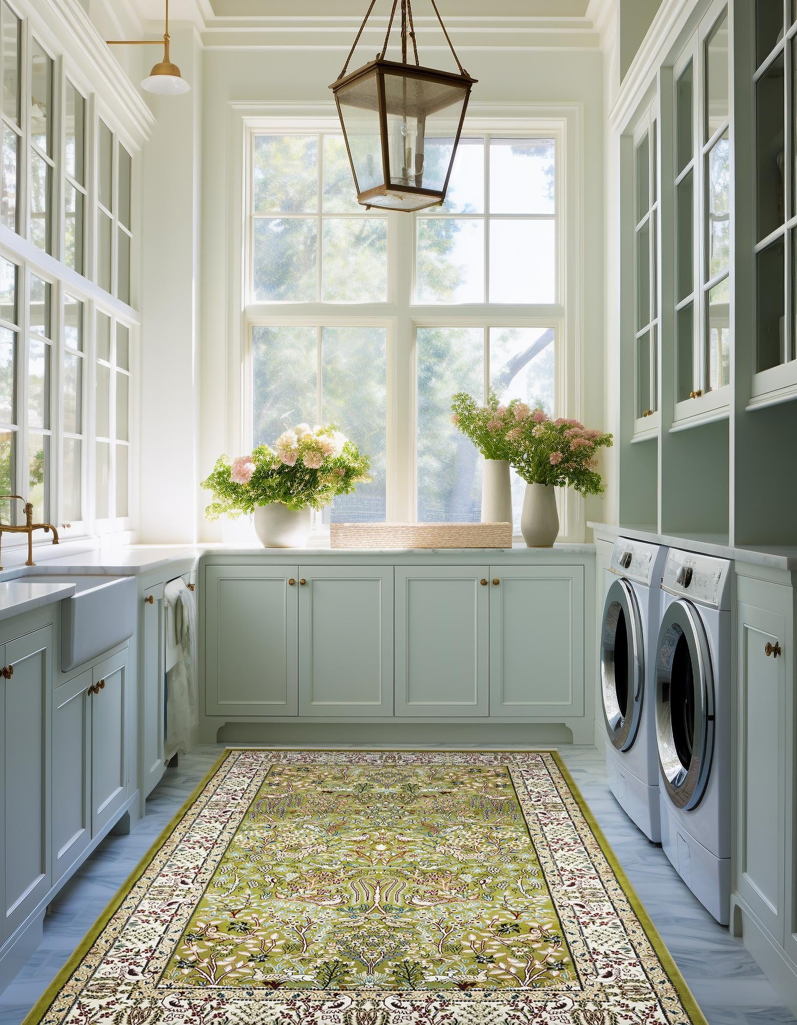 Green 7' 10 x 11' Nain Design Rug | Rugs.com