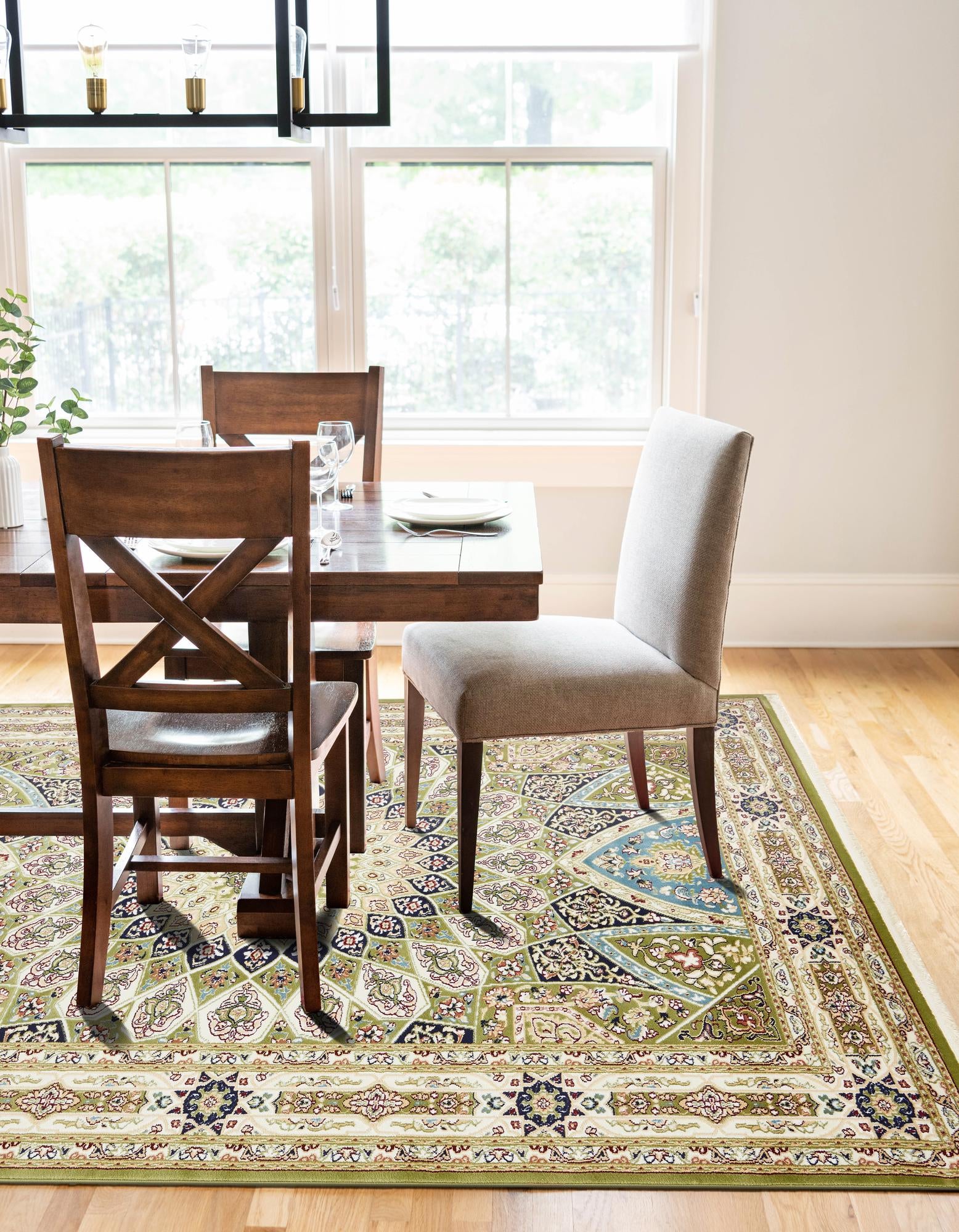 Green 5' x 8' Nain Design Rug | Rugs.com