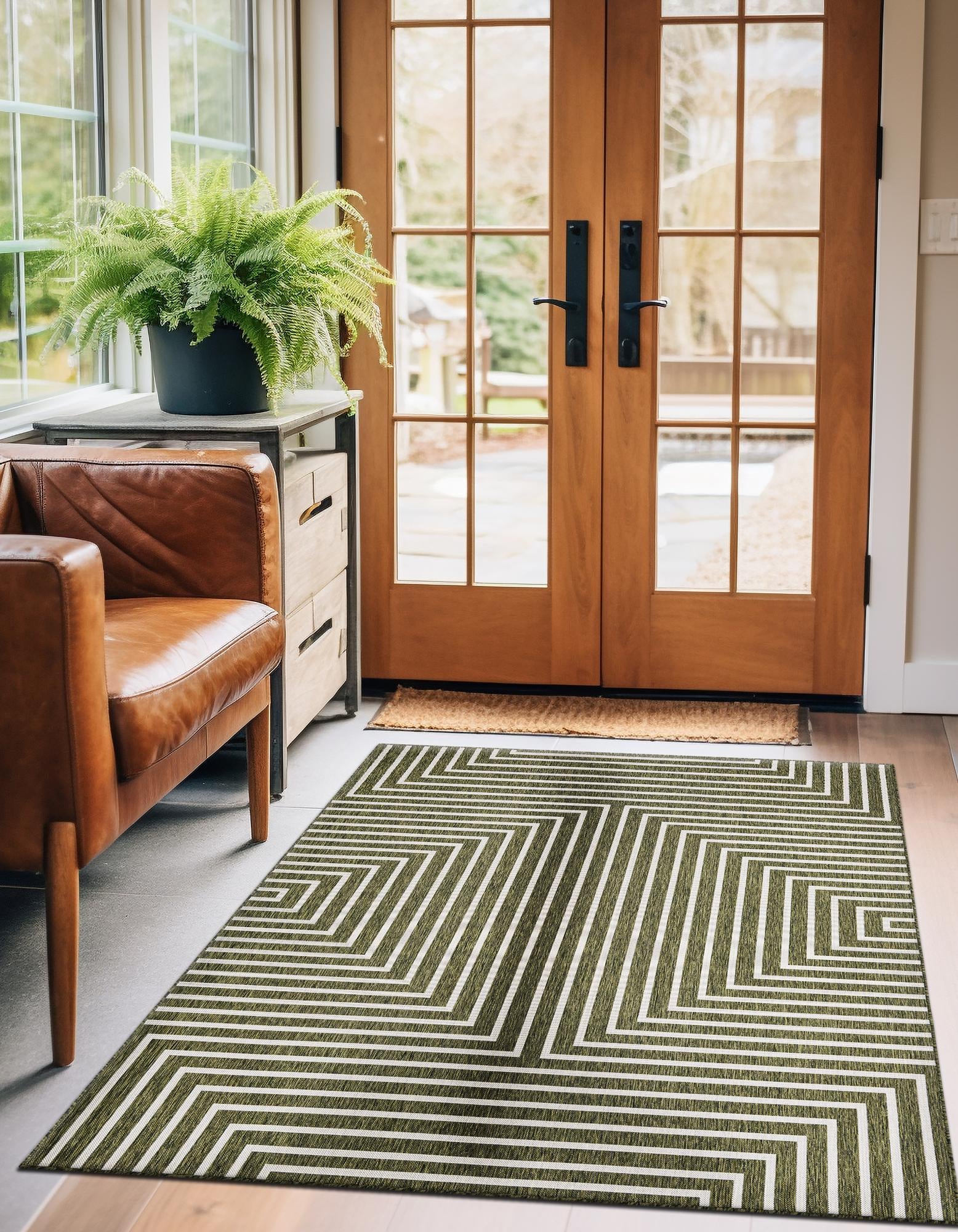 Green 2' x 3' Modern Indoor / Outdoor Rug | Rugs.com