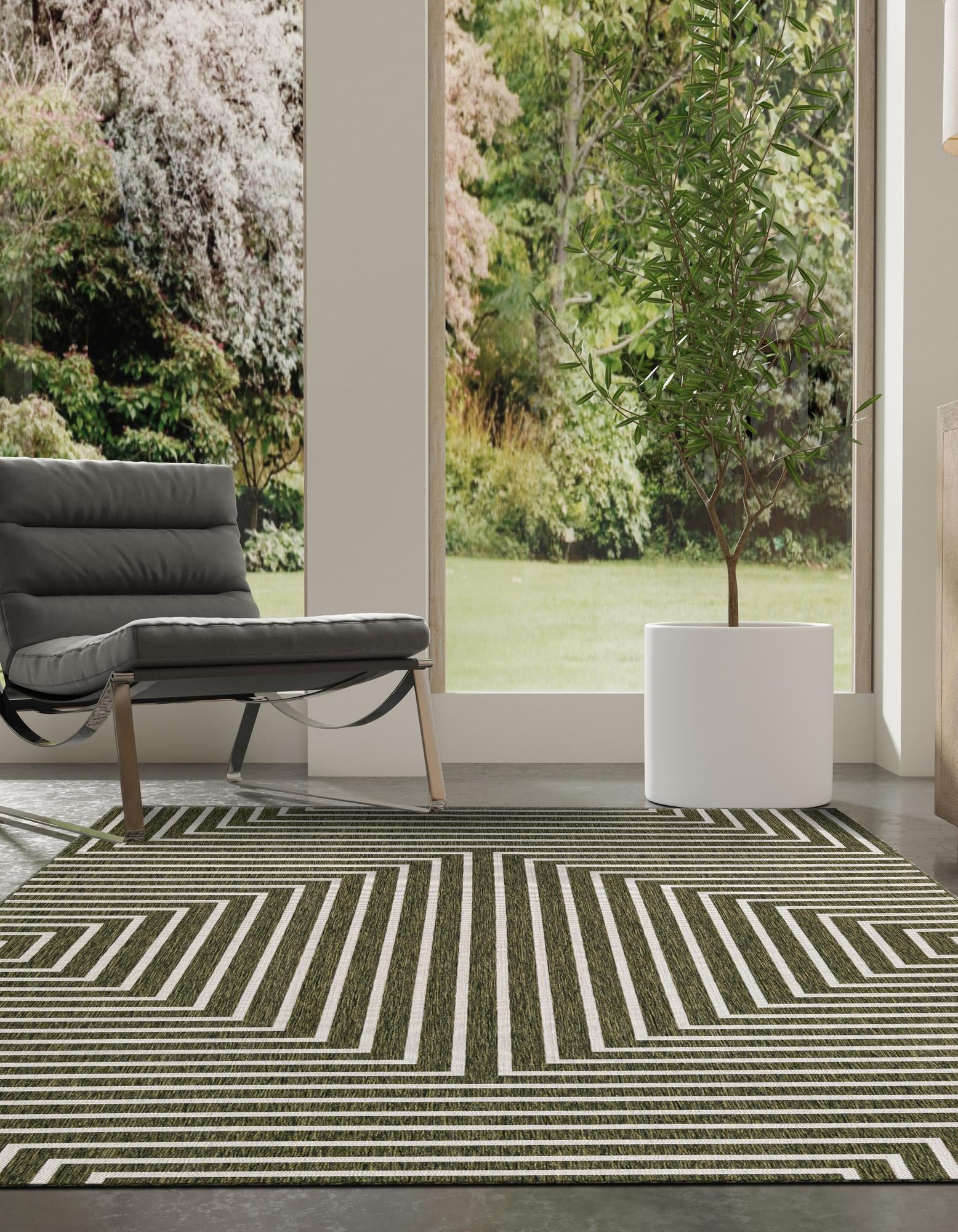 Green 2' x 3' Modern Indoor / Outdoor Rug | Rugs.com