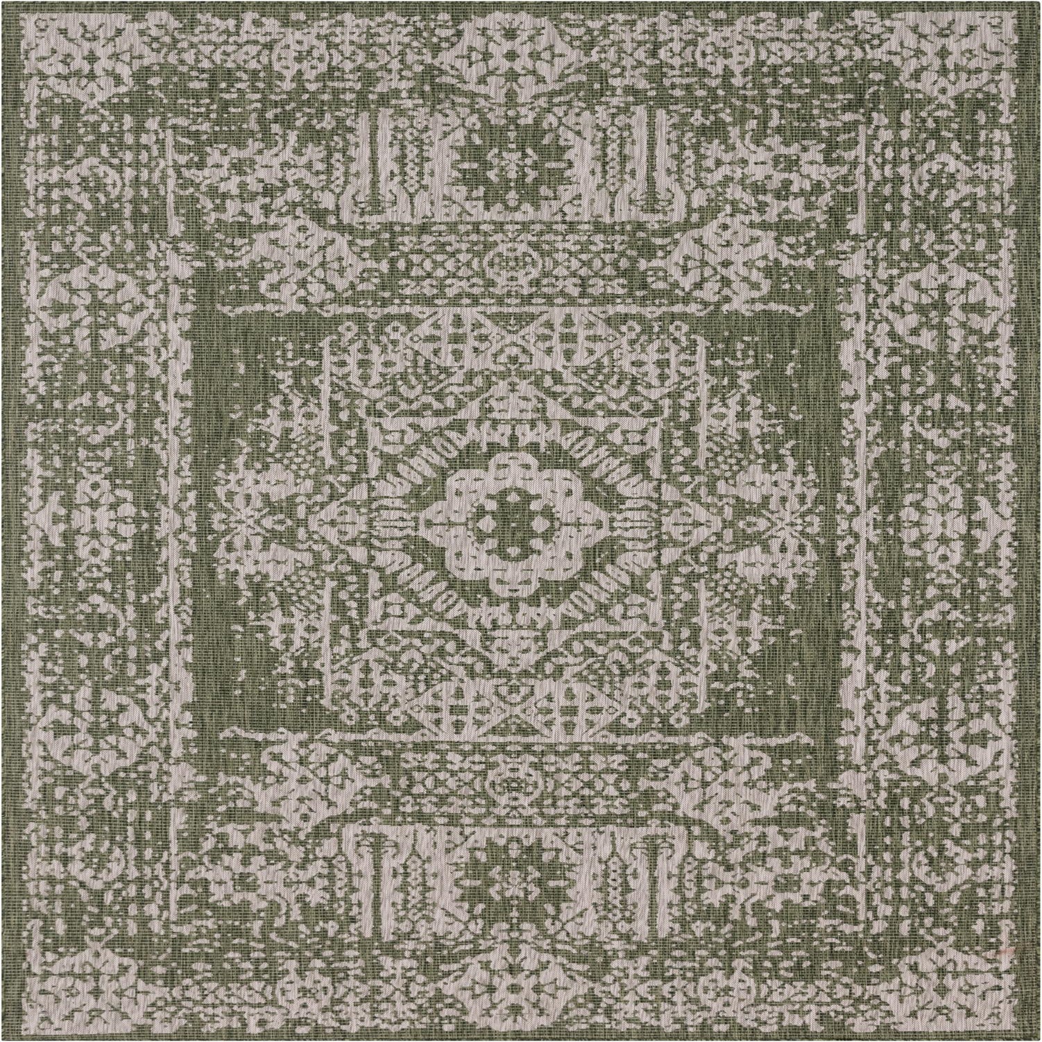 Green 9' x 12' Traditional Indoor / Outdoor Rug | Rugs.com